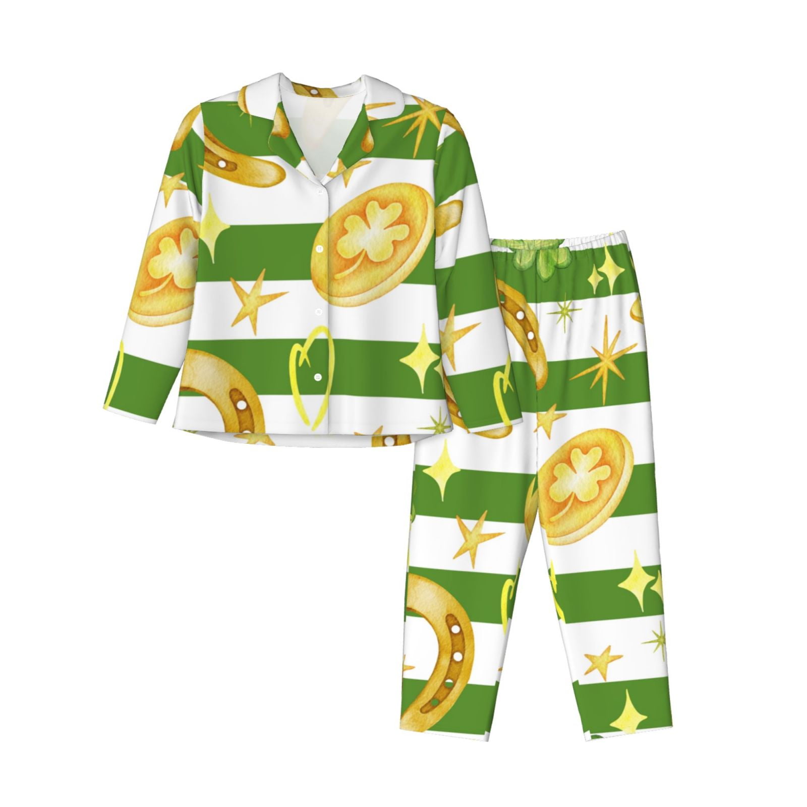 Daiia Watercolor St Patrick Day for Women's Long-Sleeved Pajama Set – Soft & Comfortable ...