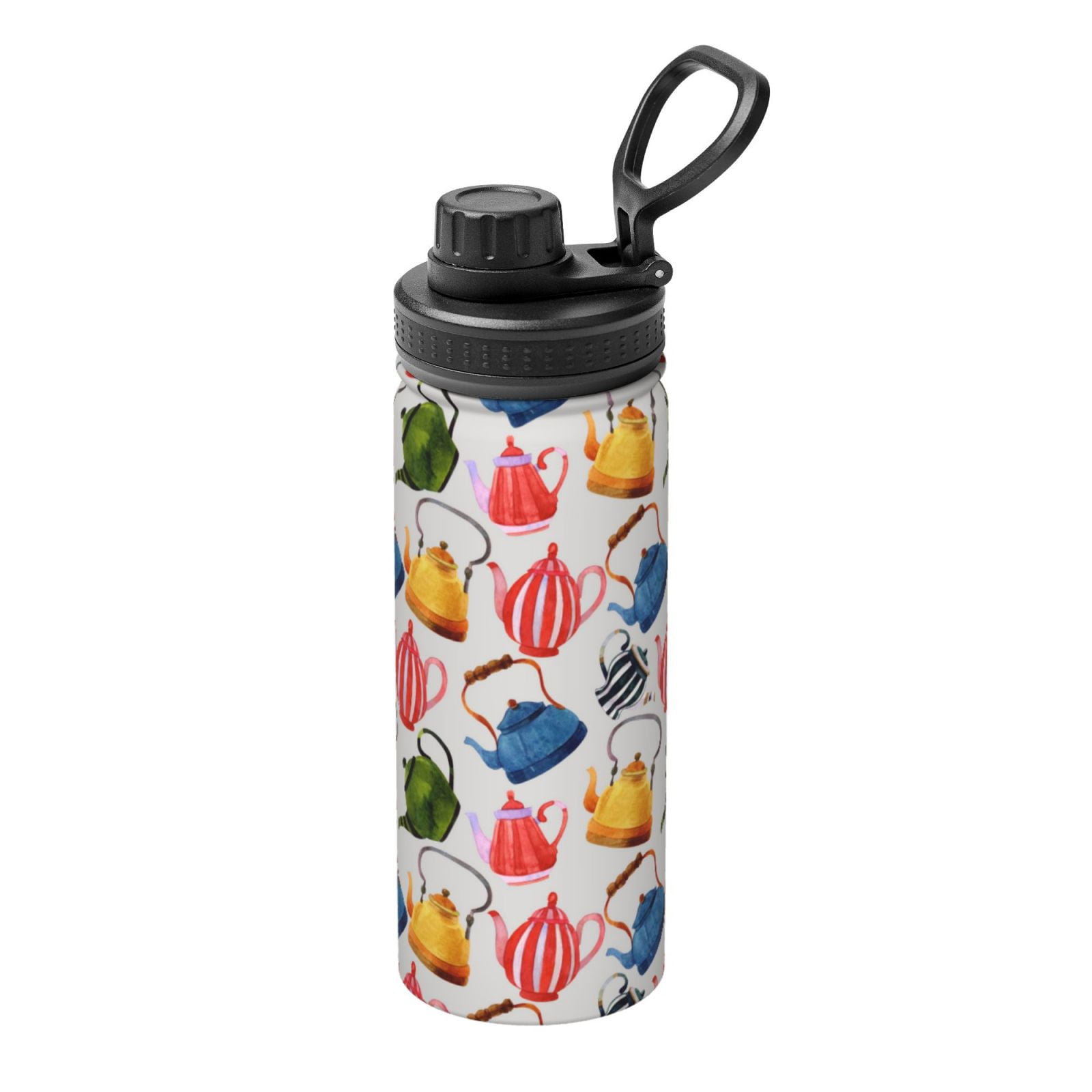 Daiia Watercolor Teapots Printed 18 OZ Sports Insulated Kettle Drinking ...