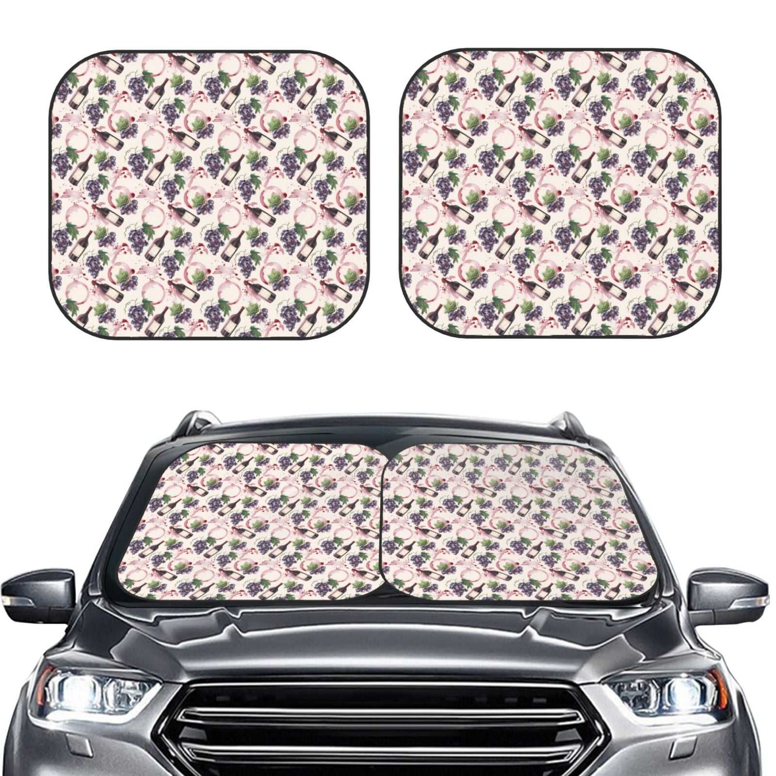 Daiia Watercolor Wine Bottle 2PCS Car Windshield Sun Shade, Foldable ...