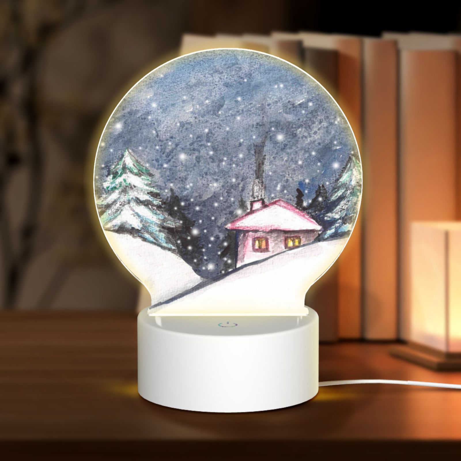 Daiia Watercolor Winter Landscape For Christmas Pattern Acrylic Night ...