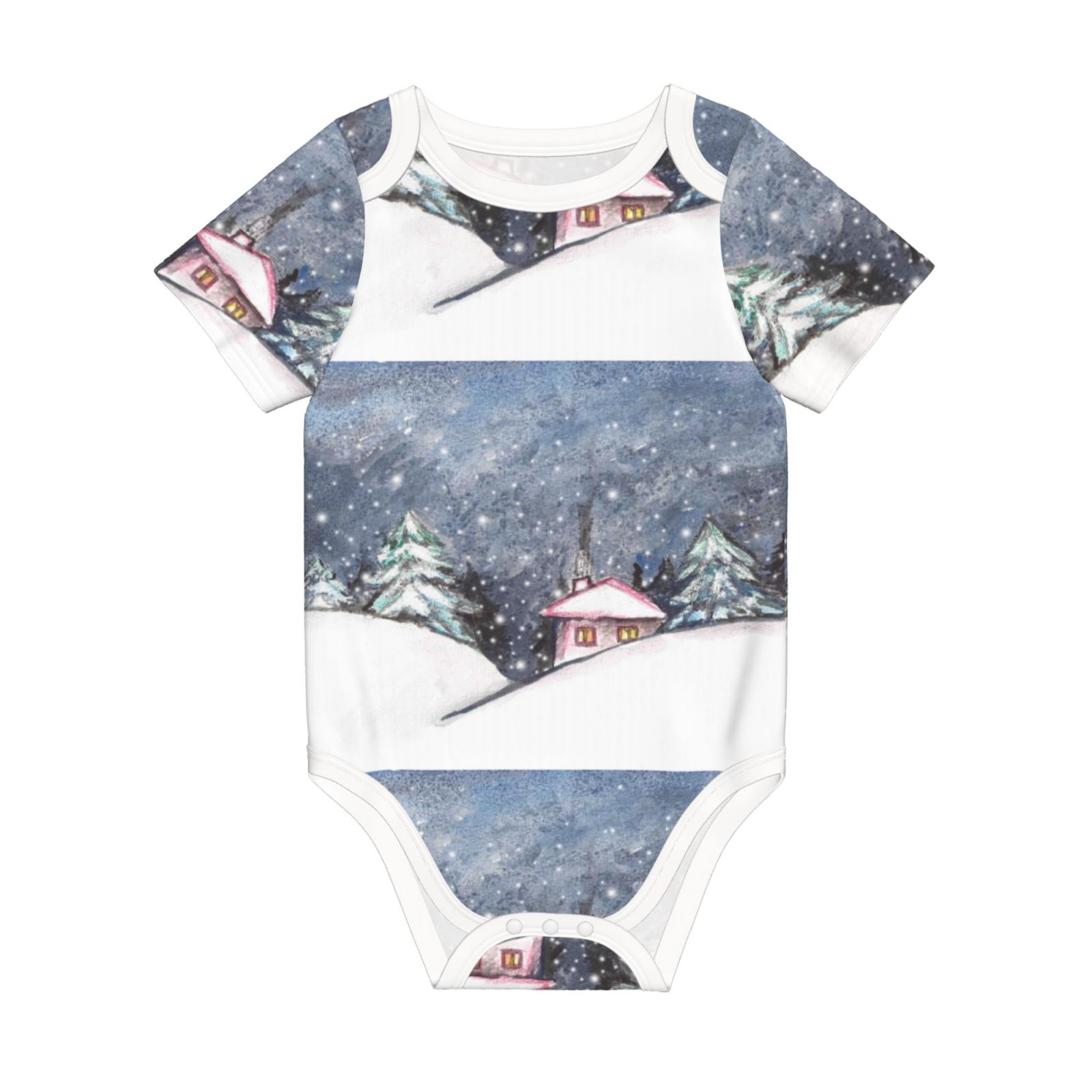 Daiia Watercolor Winter Landscape For Christmas Printed Unisex-Baby ...