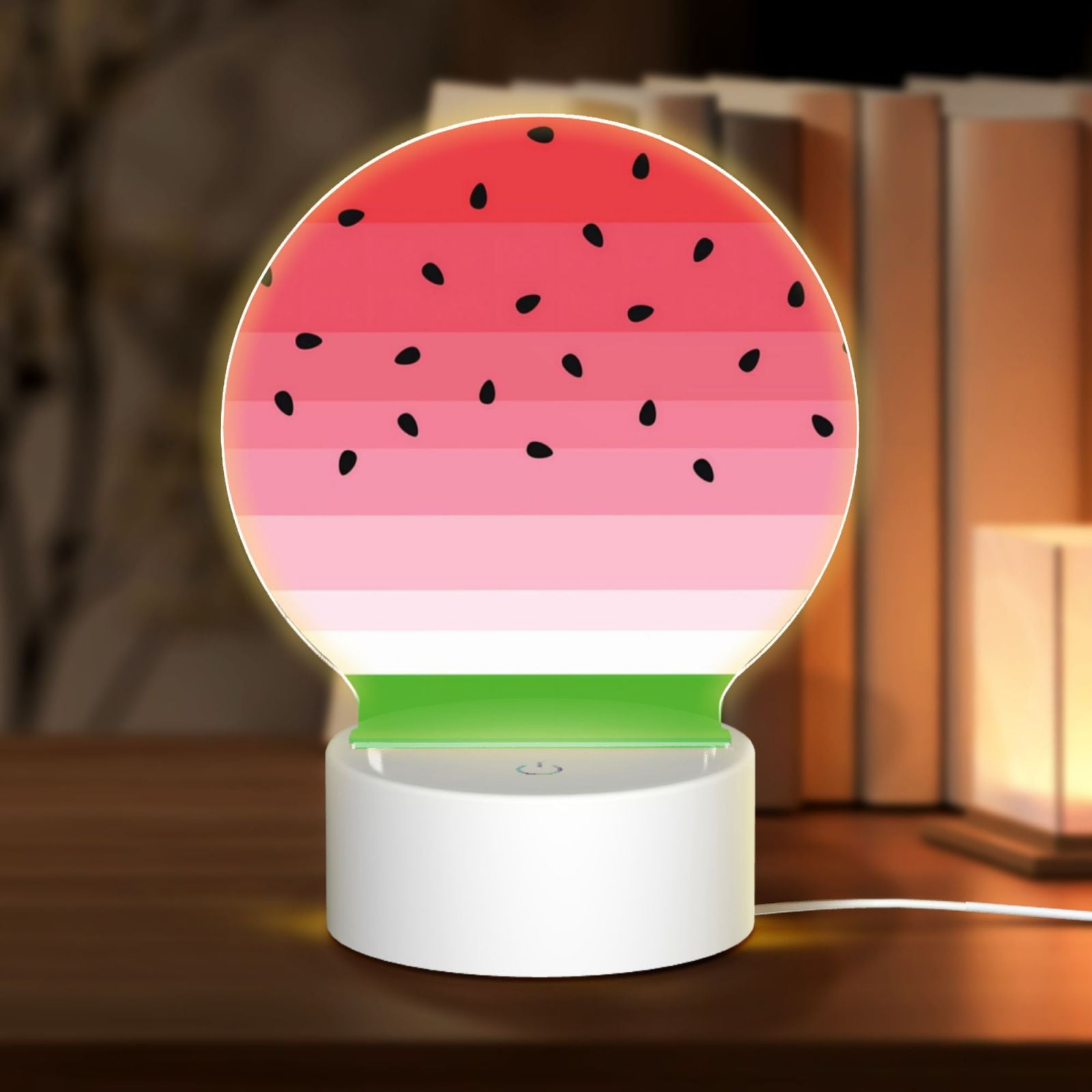 Daiia Watermelon Pattern Acrylic Night Light, LED Touch Light, Bedroom ...