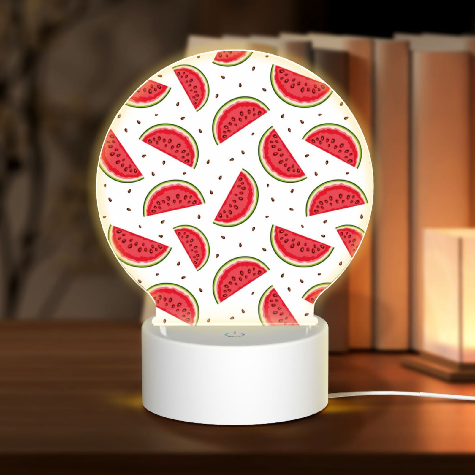 Daiia Watermelon Pattern Acrylic Night Light, LED Touch Light, Bedroom ...