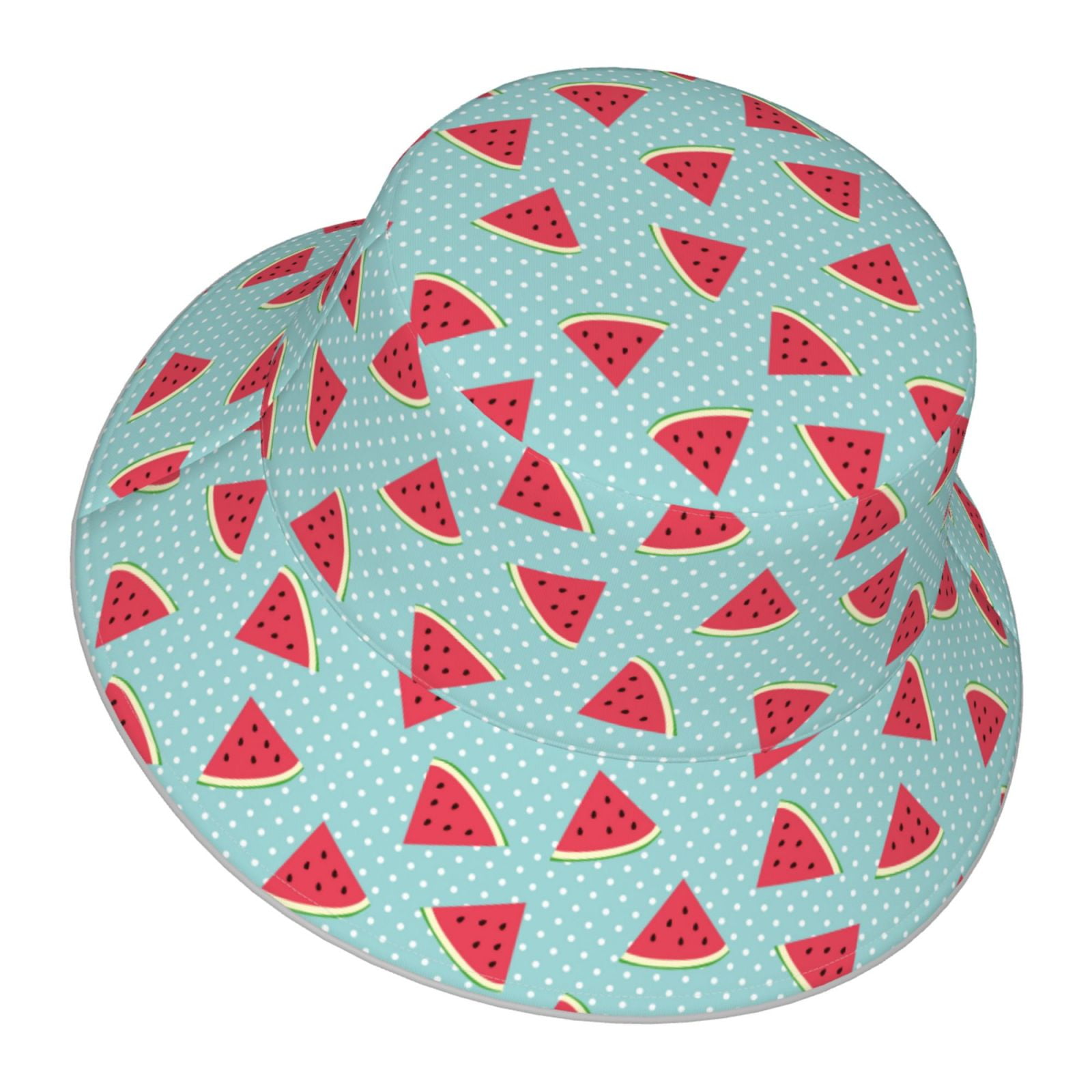 Daiia Watermelon Pattern Bucket Hat - Trendy Cotton Sun Hat for Beach ...