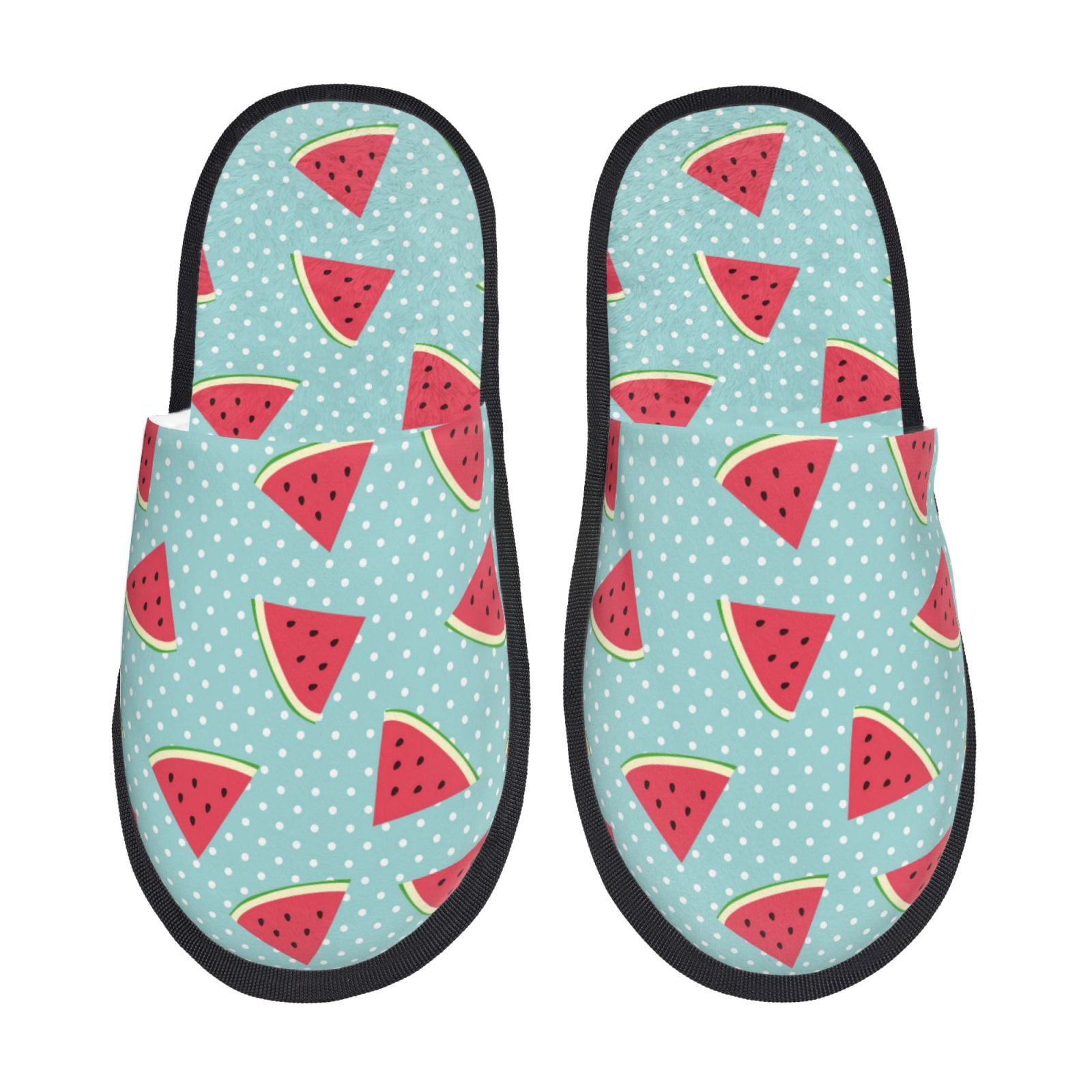Daiia Watermelon Pattern Furry Slippers for Women and Men, Soft Plush ...