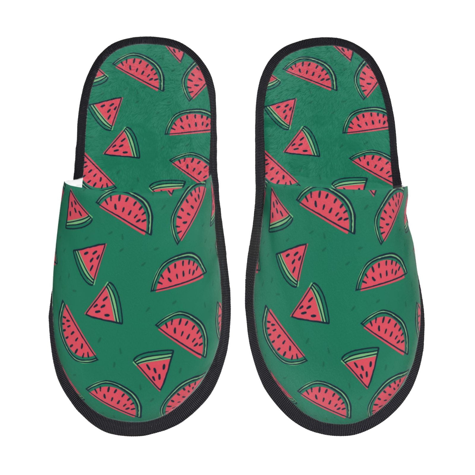Daiia Watermelon Pattern Furry Slippers for Women and Men, Soft Plush ...