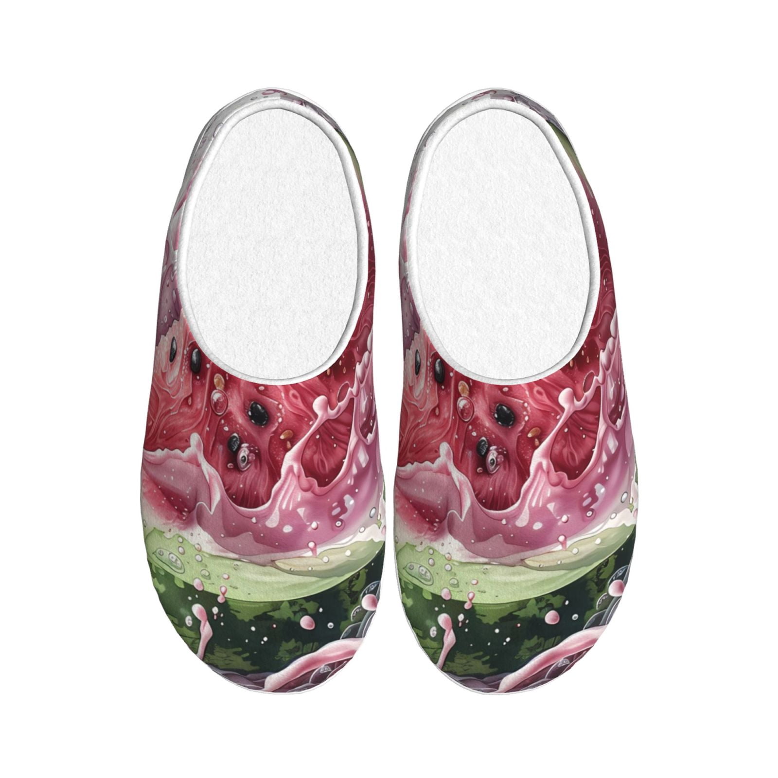 Daiia Watermelon Splash Realism Art Print Women’s Fuzzy Slippers Memory ...