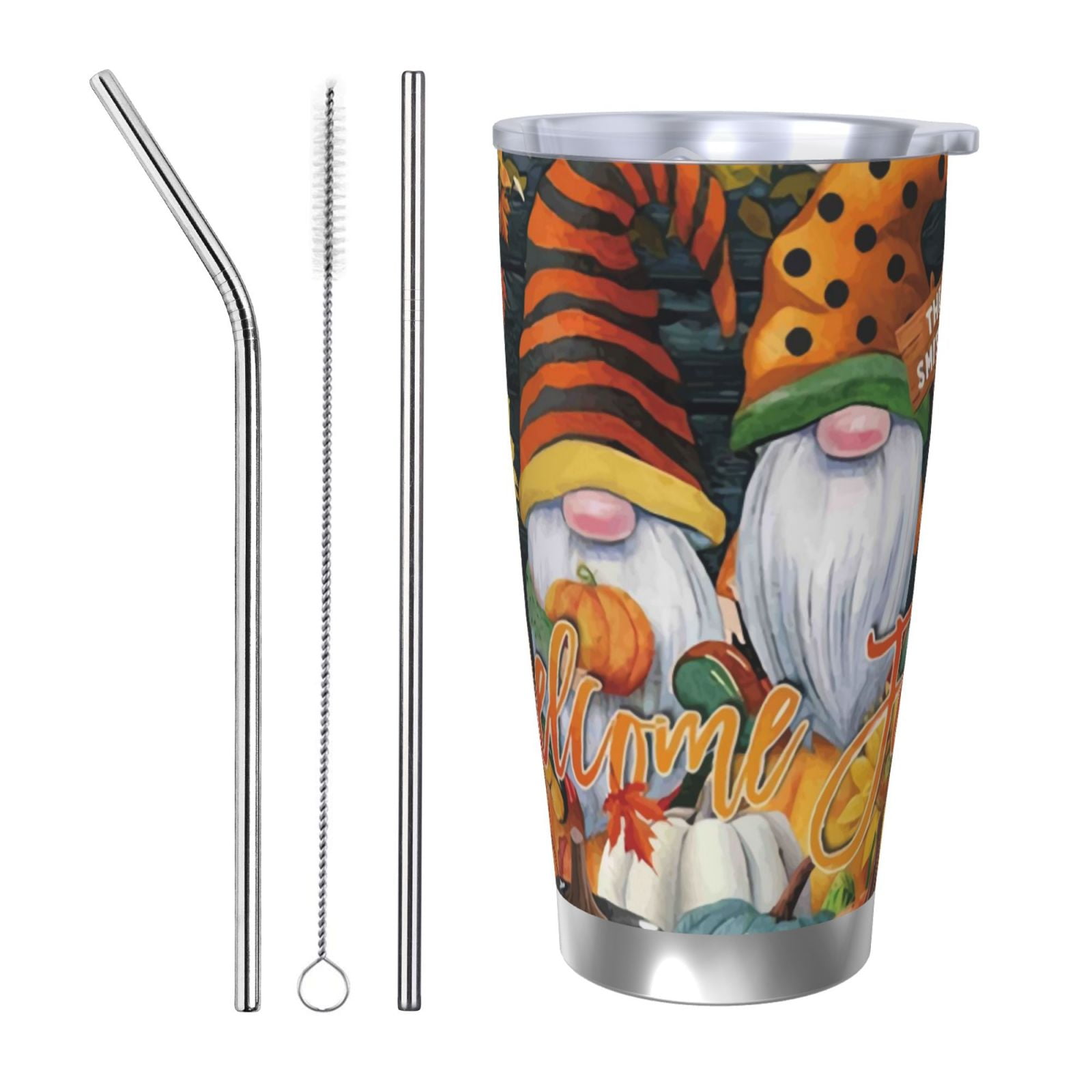 Daiia Welcom Fall Printed 20oz Insulated Coffee Cup with Straw Topper ...
