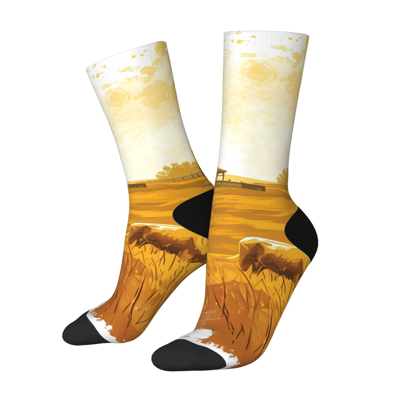 Daiia Western Cowboy Ranch Print Crew Socks – Soft Breathable Long ...