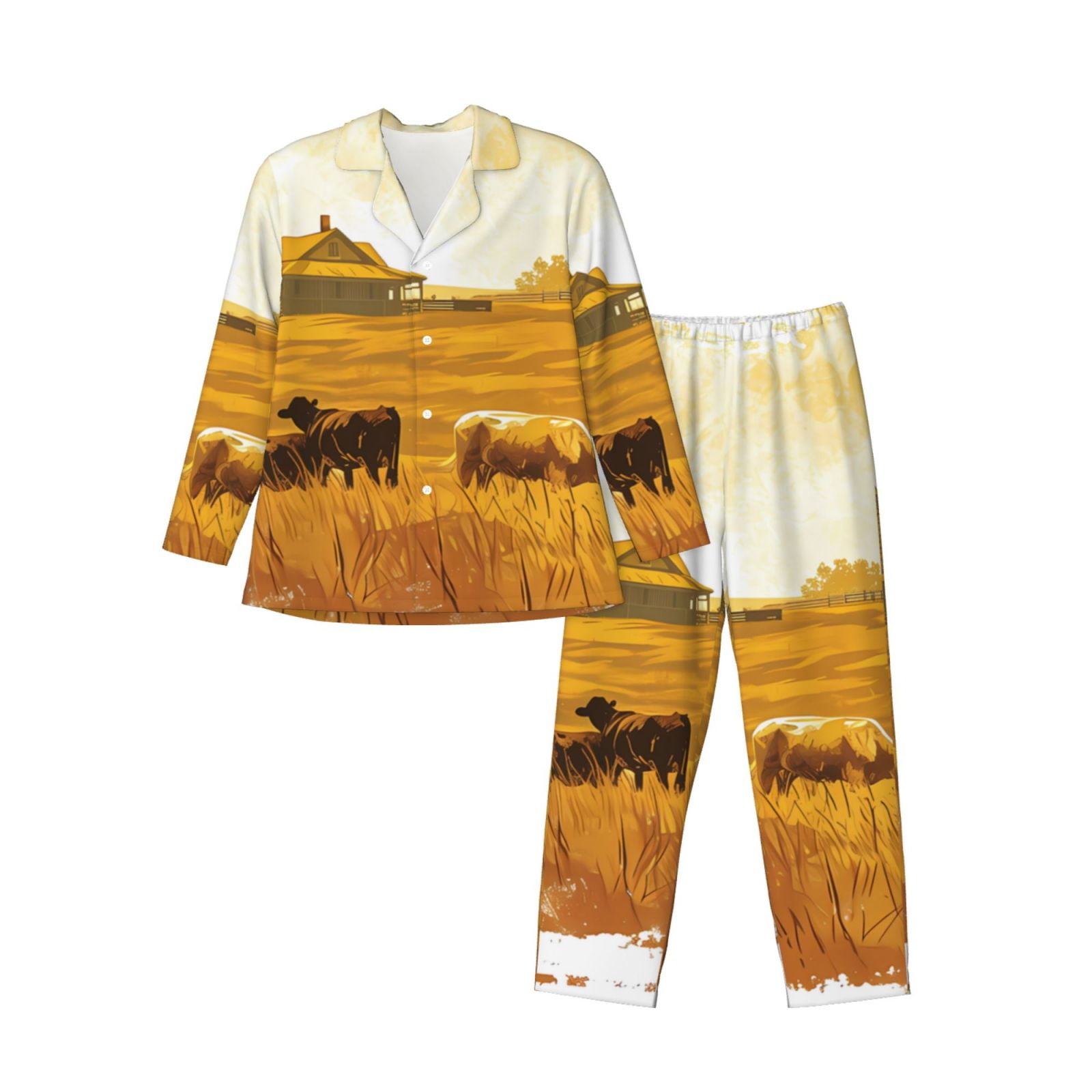 Daiia Western Cowboy Ranch for Men's Long-Sleeved Pajama Set – Soft ...