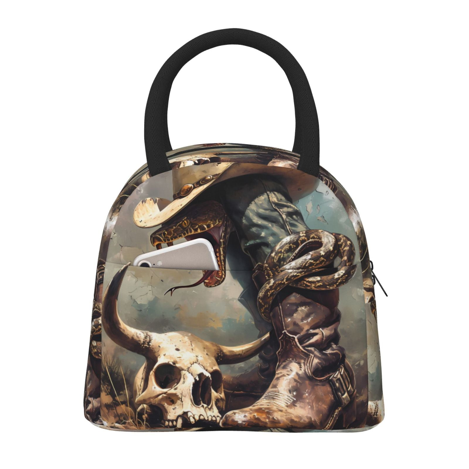 Daiia Western Cowboy Snake Ram Skull Pattern Lunch Bag , Insulated ...