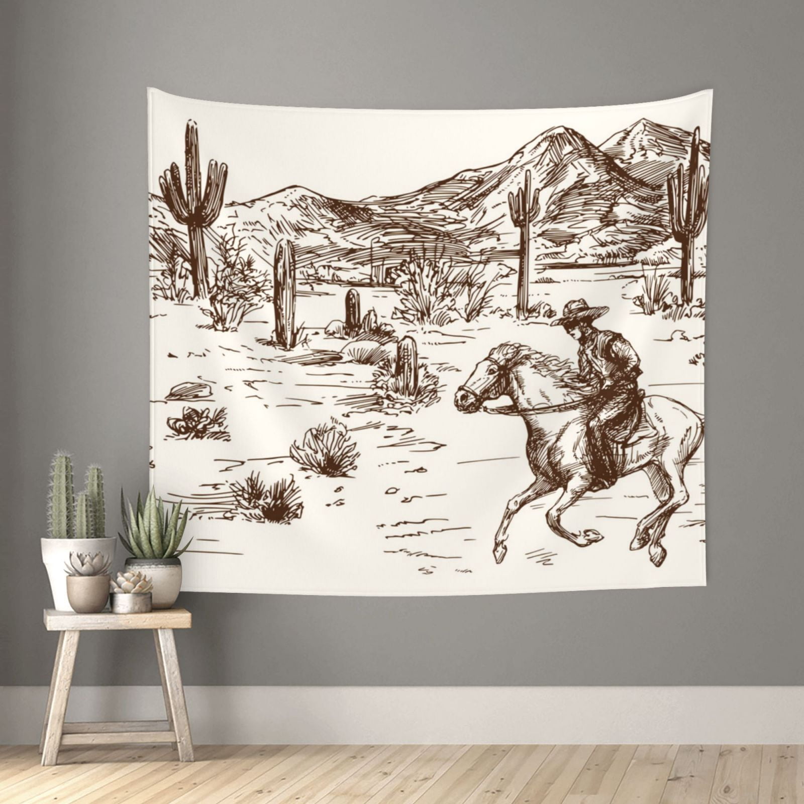 Daiia Western Desert Cowboys3 Pattern Tapestry 60x51 Inches Wall ...