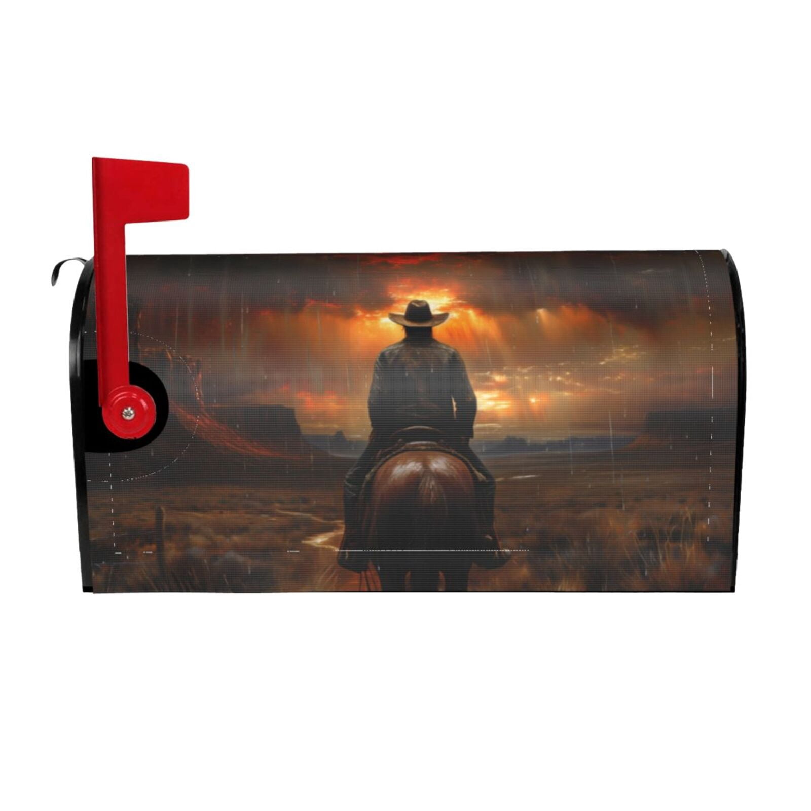 Daiia Western Rainy Desert Cowboy Mailbox Cover , Magnetic Welcome ...