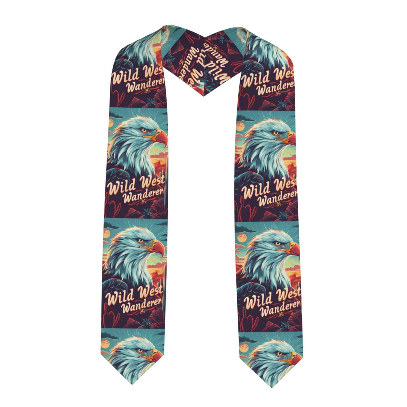 Daiia Western Style Bald Eagle Pattern Graduation Shawl Stole – Satin ...