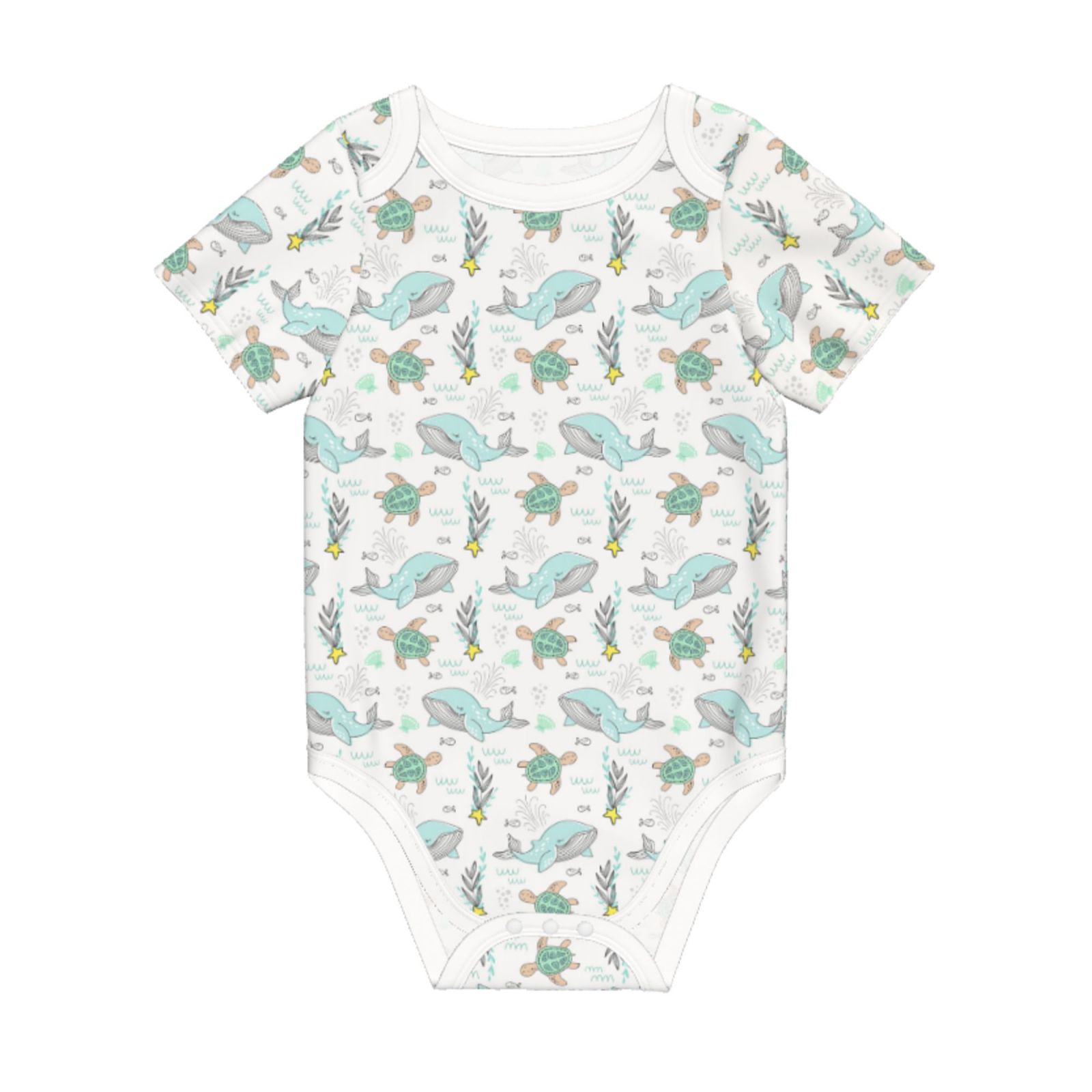 Daiia Whale And Turtle Printed Unisex-Baby Short Sleeve Onesies ...
