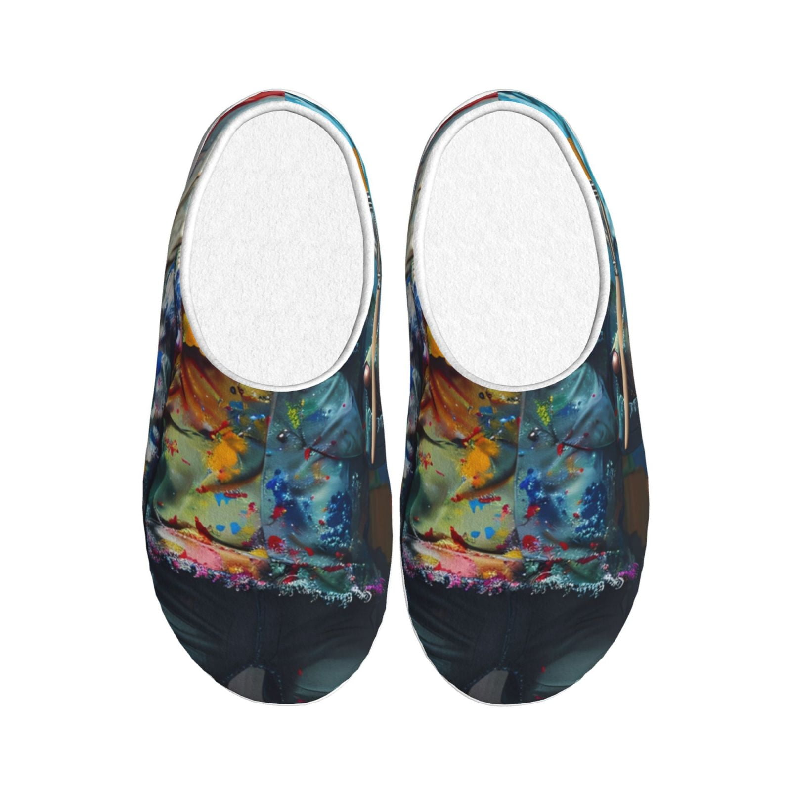Daiia Whimsical Goat Artist Print Women’s Fuzzy Slippers Memory Foam ...