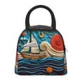 Daiia Whimsical Sailboat Ocean Art Pattern Lunch Bag , Insulated Lunch ...