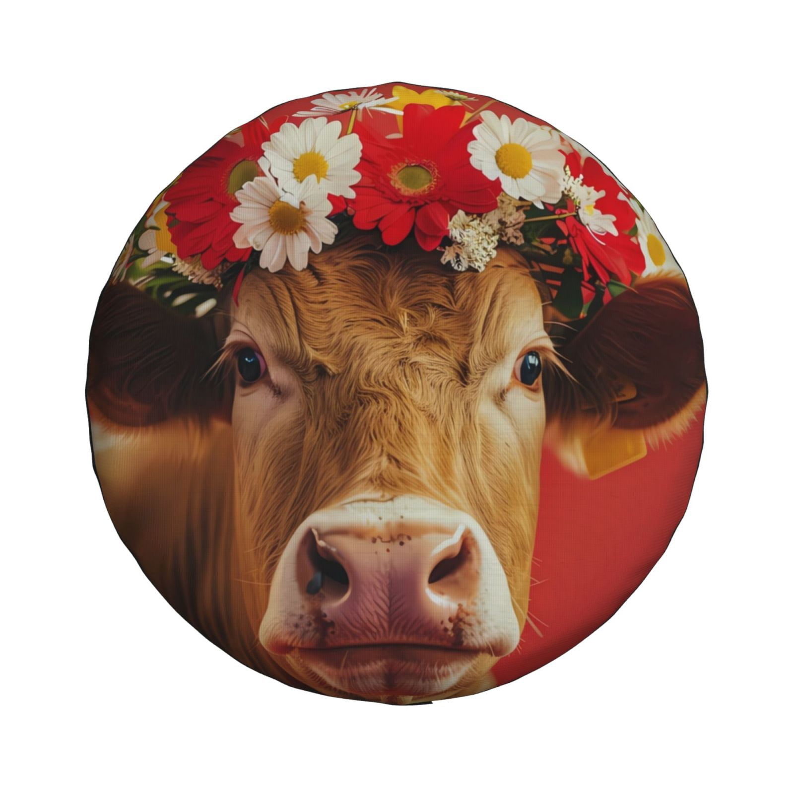 Daiia White And Red Daisy Cow Tire Covers , Travel Trailer Camper Truck ...