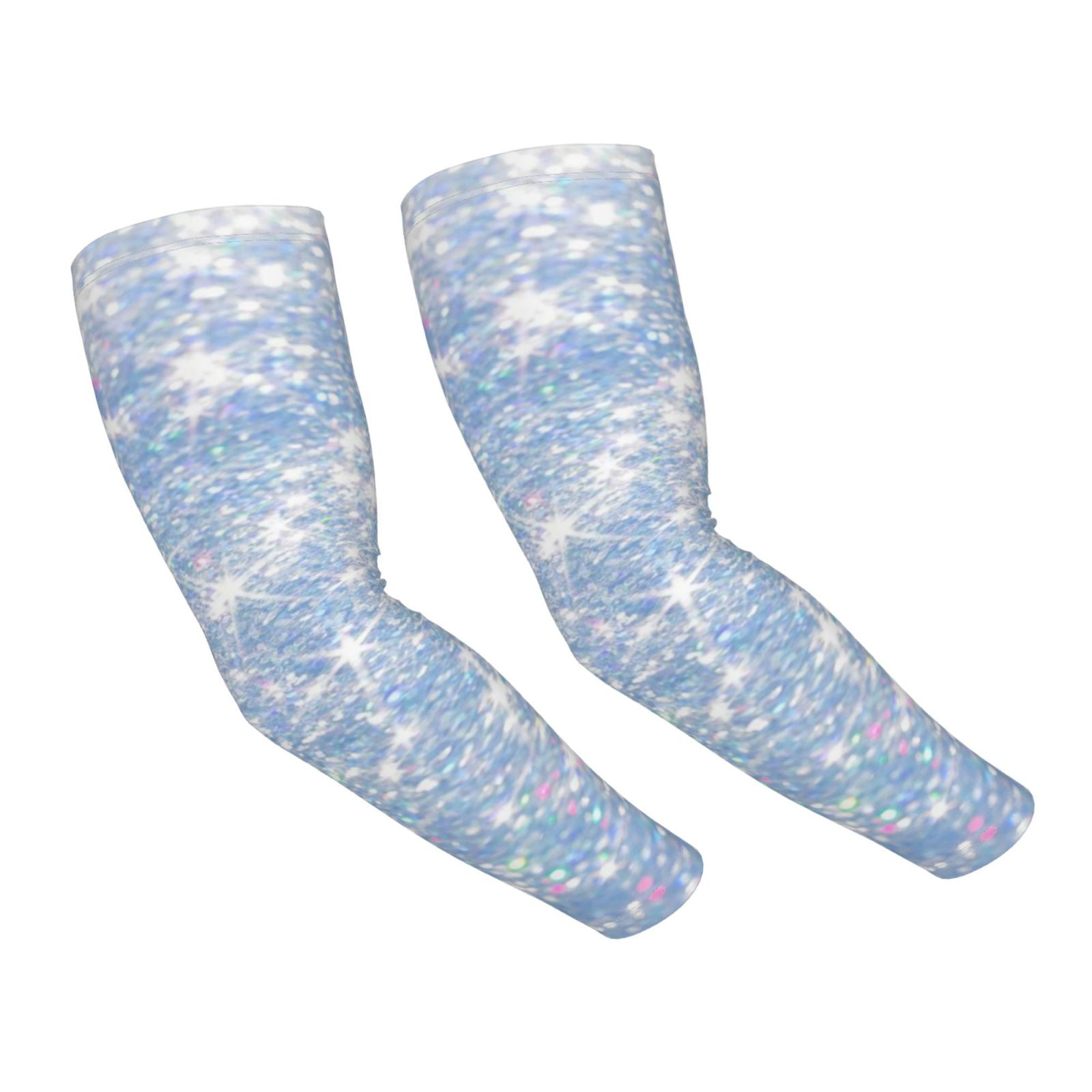 Daiia White Bule Glitter UV Sun Protection Arm Sleeves - Cooling ...