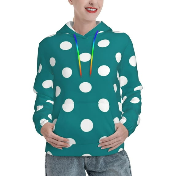 Daiia White Polka Dots With Teal Background Pattern Women's Fashion ...