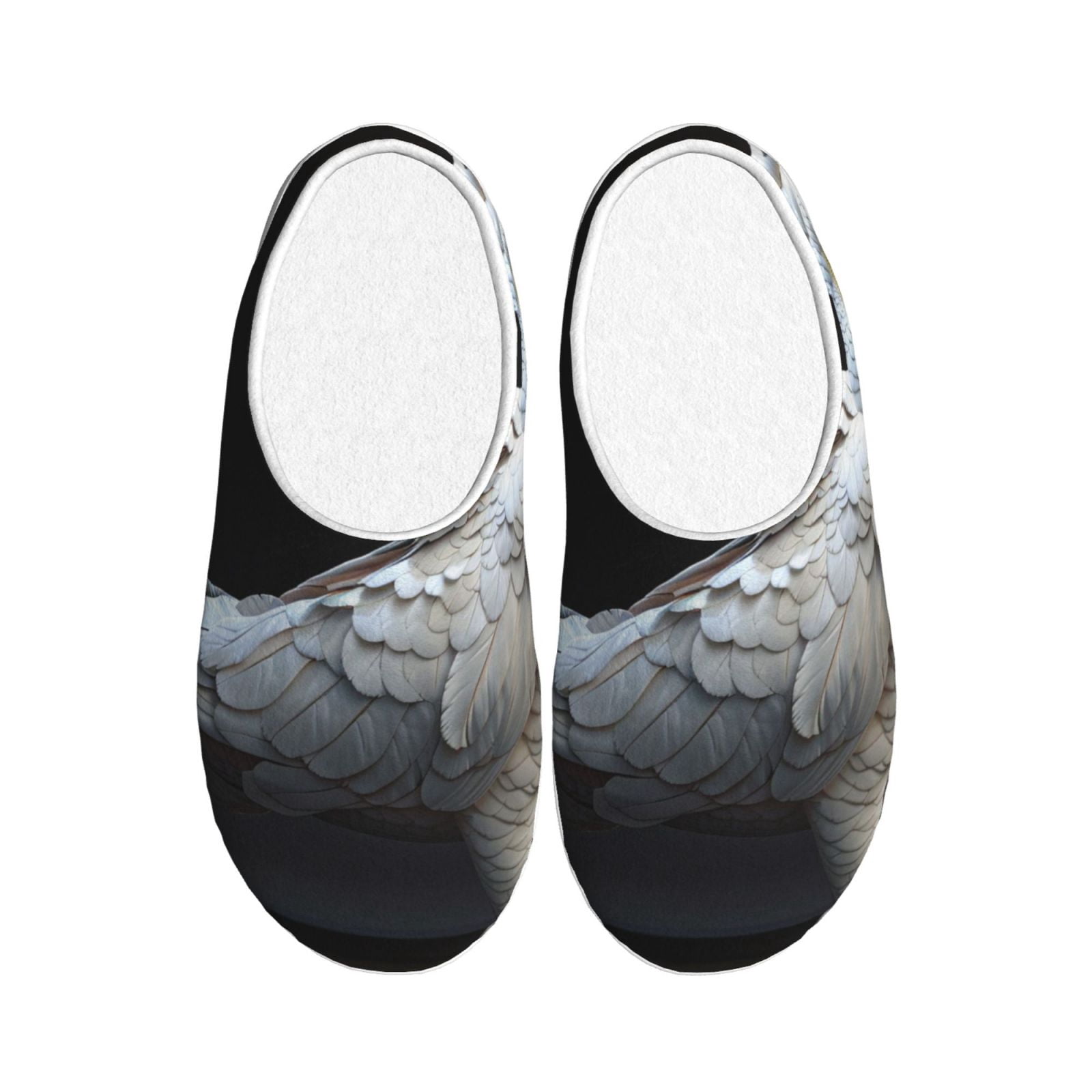 Daiia White Red Cockatoo Print Women’s Fuzzy Slippers Memory Foam ...