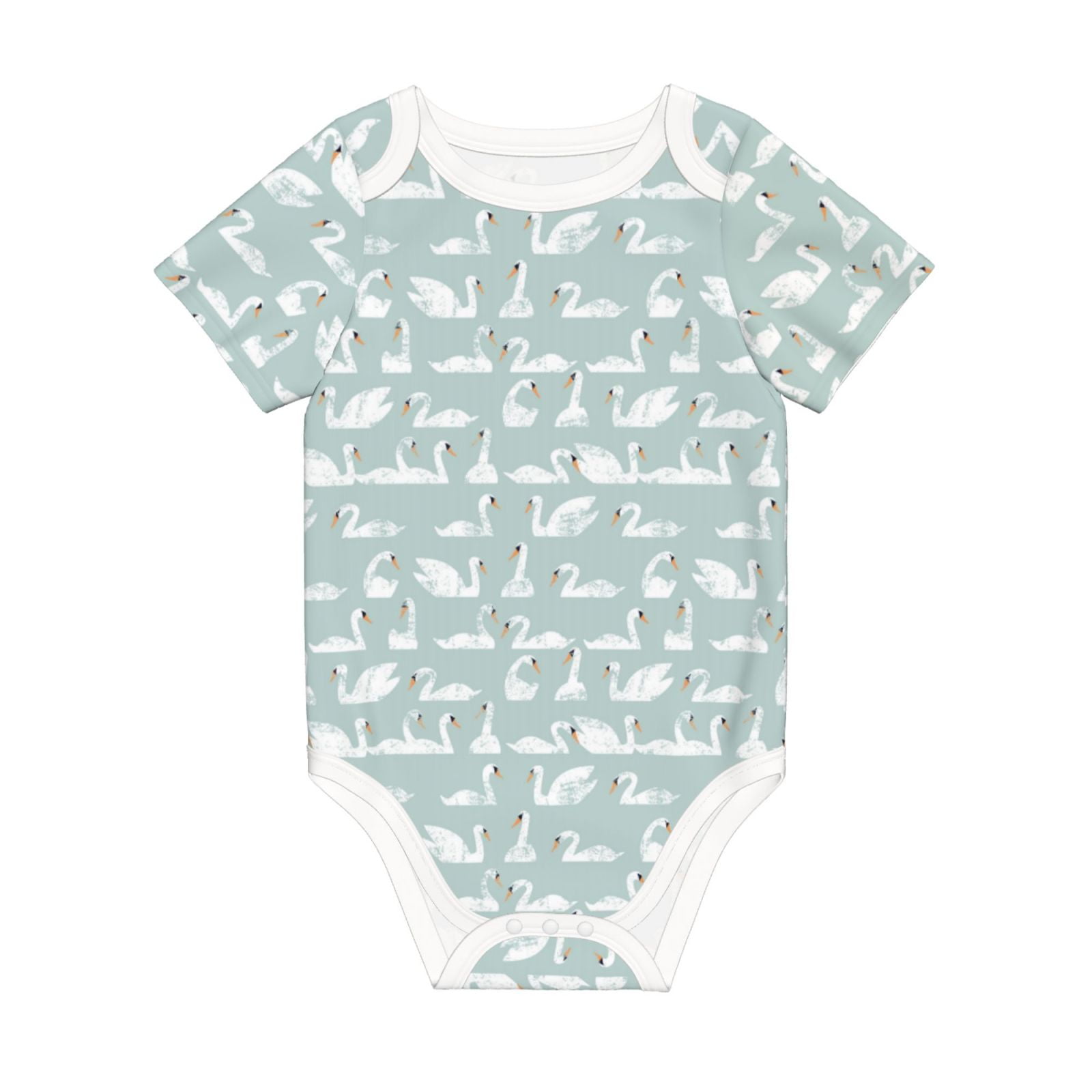 Daiia White Swan Printed Unisex-Baby Short Sleeve Onesies Bodysuits ...