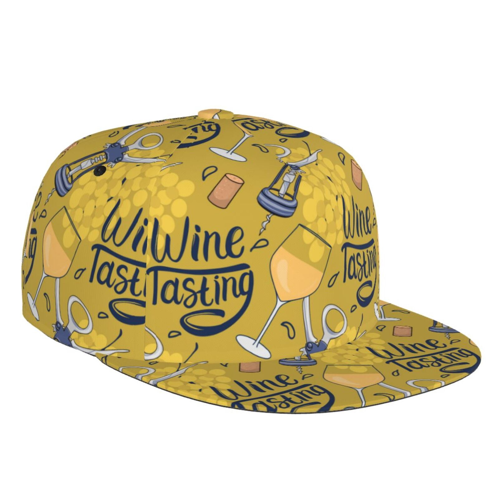 Daiia White Wine Seamless print Flat Bill Hats Flat Brim Trucker Cap ...