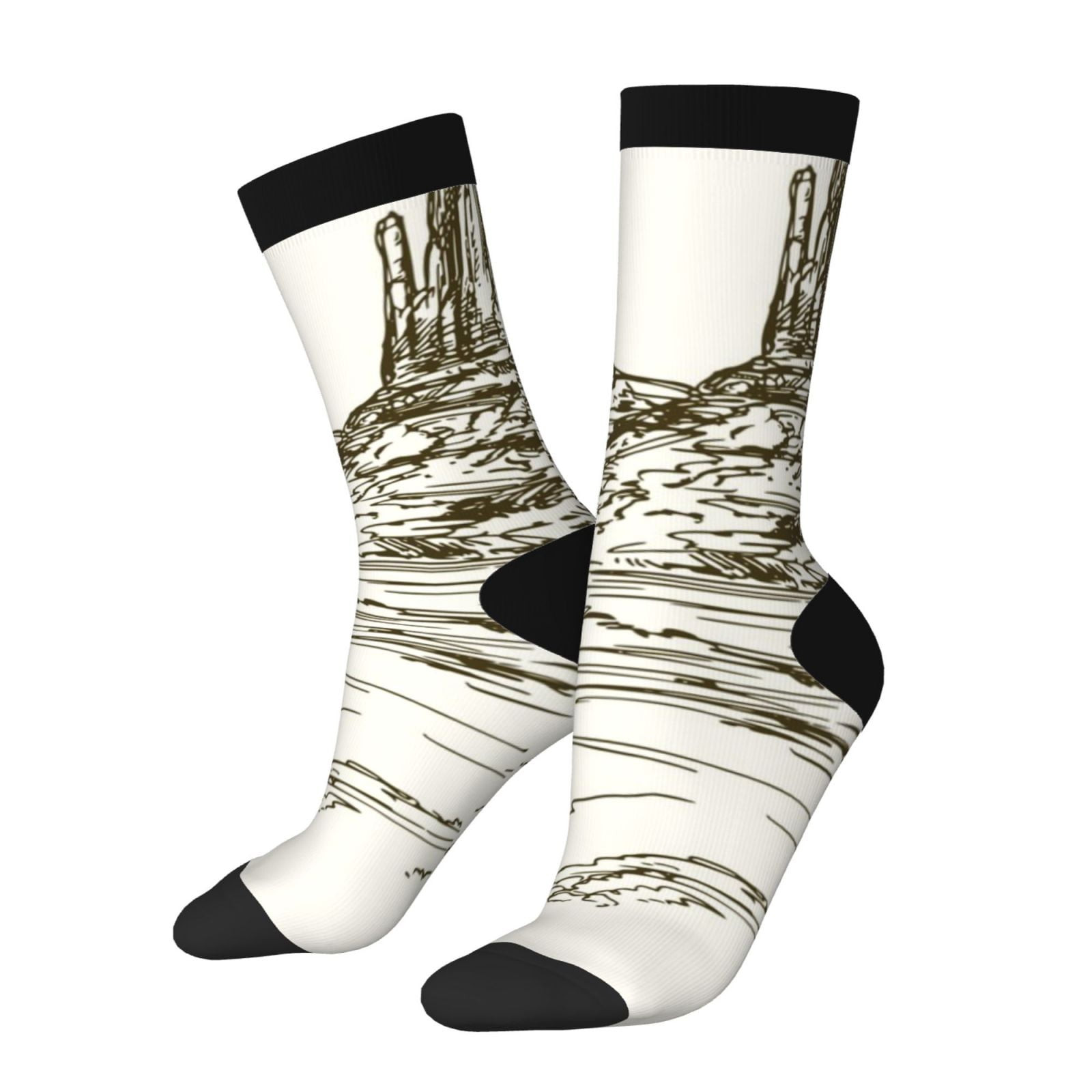 Daiia Wild West Desert With Cowboy Print Crew Socks – Soft Breathable ...