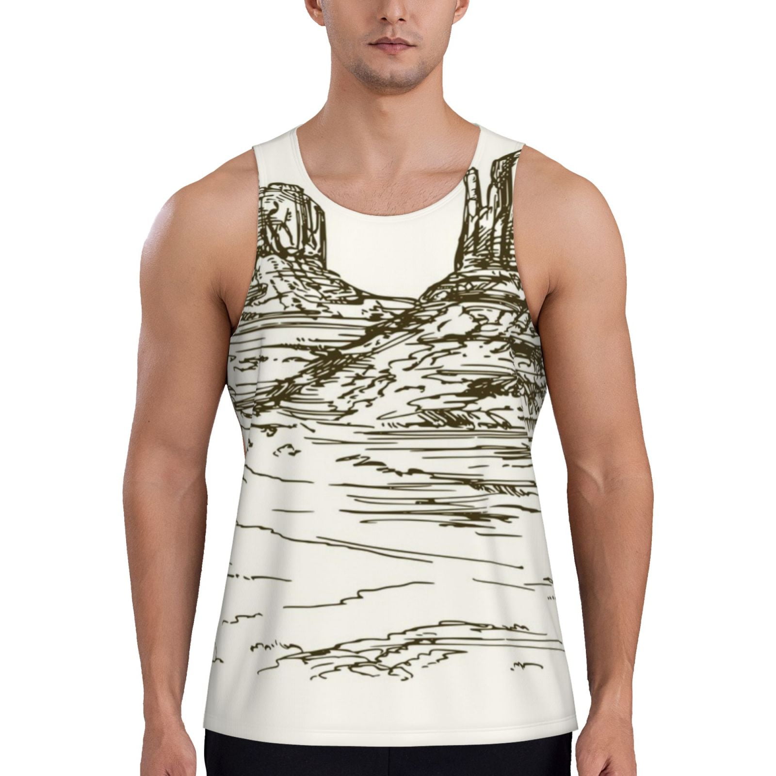 Daiia Wild West Desert With Cowboy Printed Men's Quick Dry Fit Muscle ...