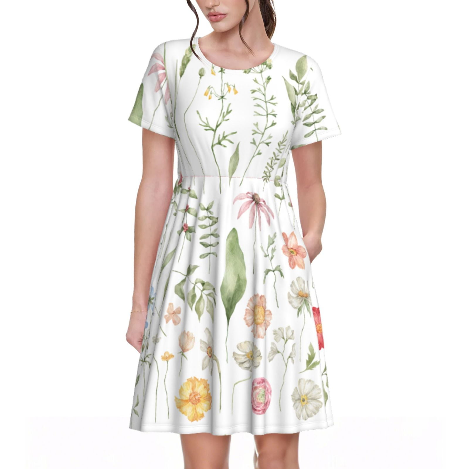 Daiia Wildflower Watercolor 2 Print Women's Dresses 2025 Trendy Short ...