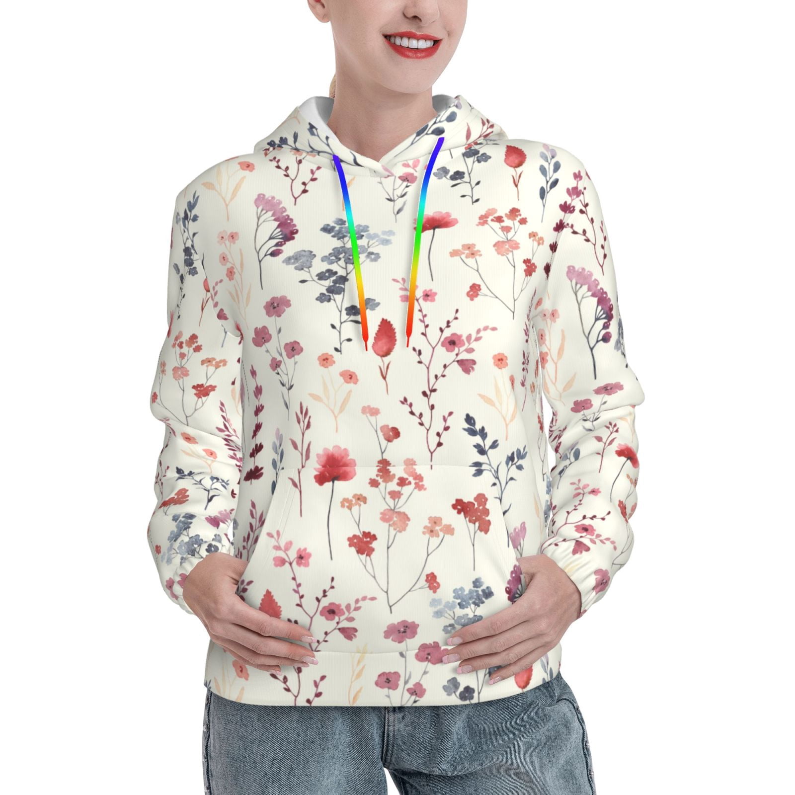 Daiia Wildflower Watercolor 3 Pattern Women's Fashion Hoodies ...