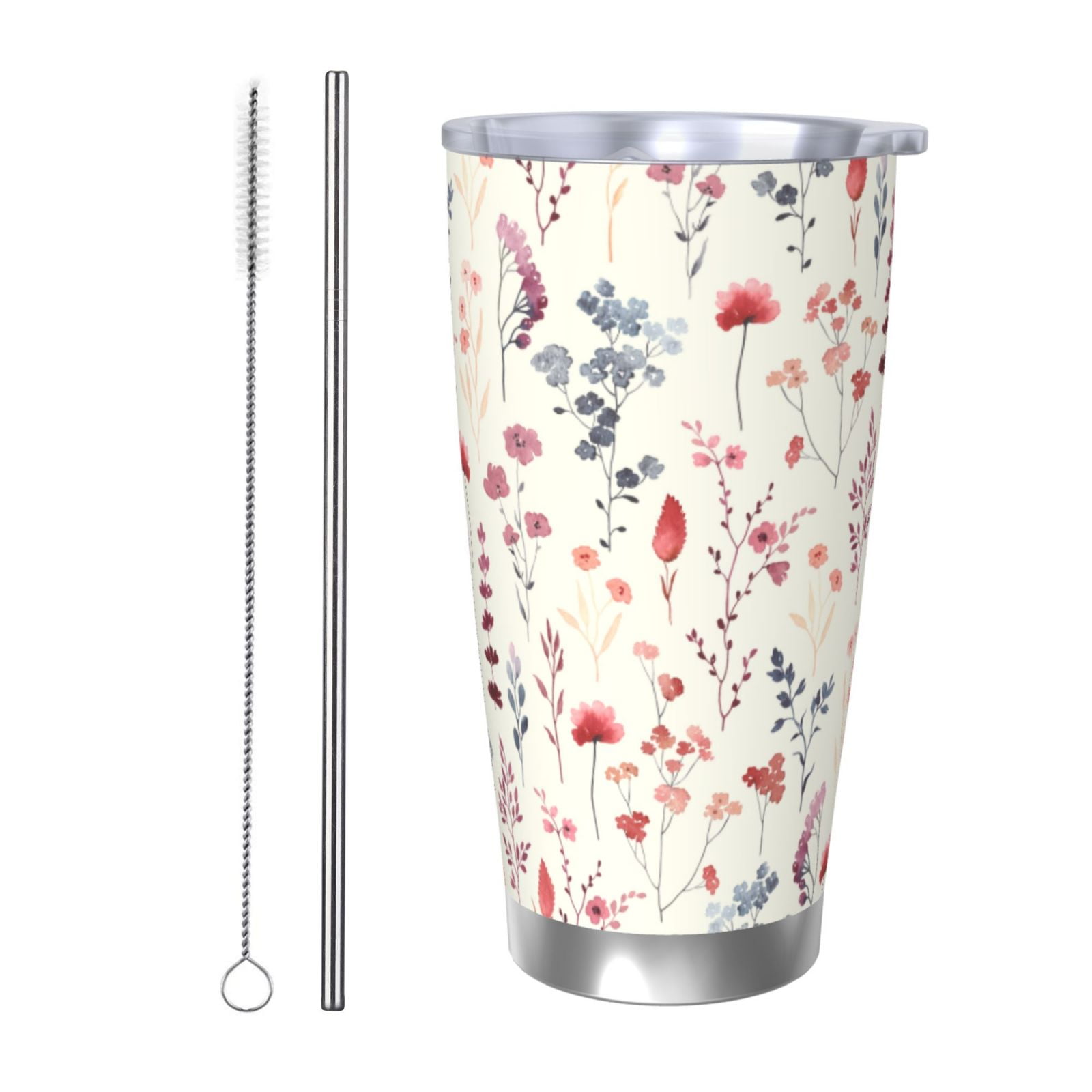 Daiia Wildflower Watercolor 3 Printed 20oz Insulated Coffee Cup with ...
