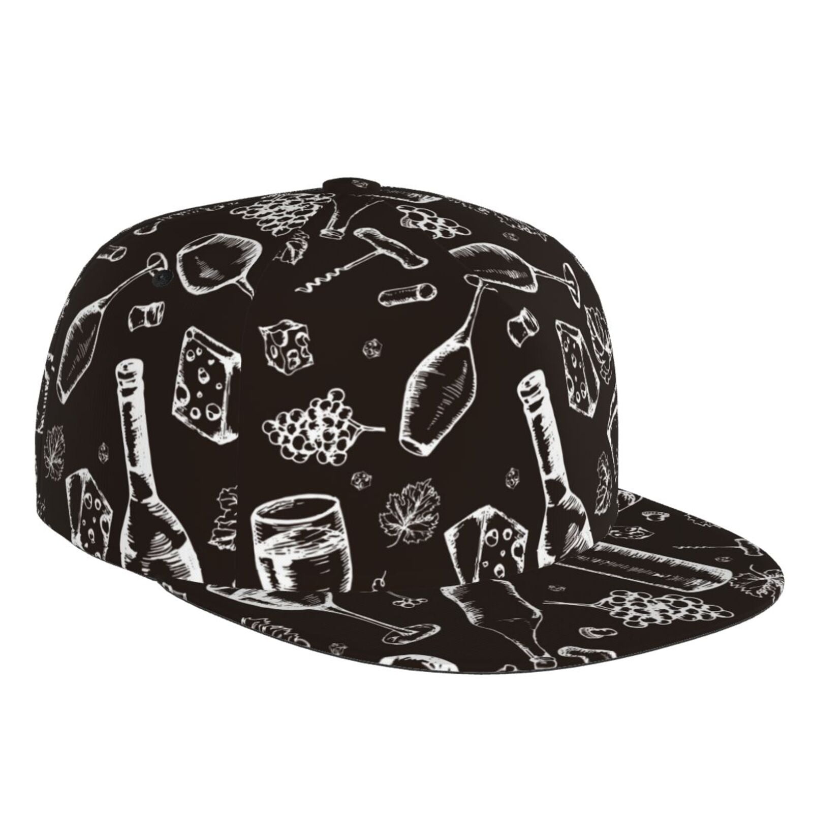 Daiia Wine Seamless print Flat Bill Hats Flat Brim Trucker Cap Baseball ...