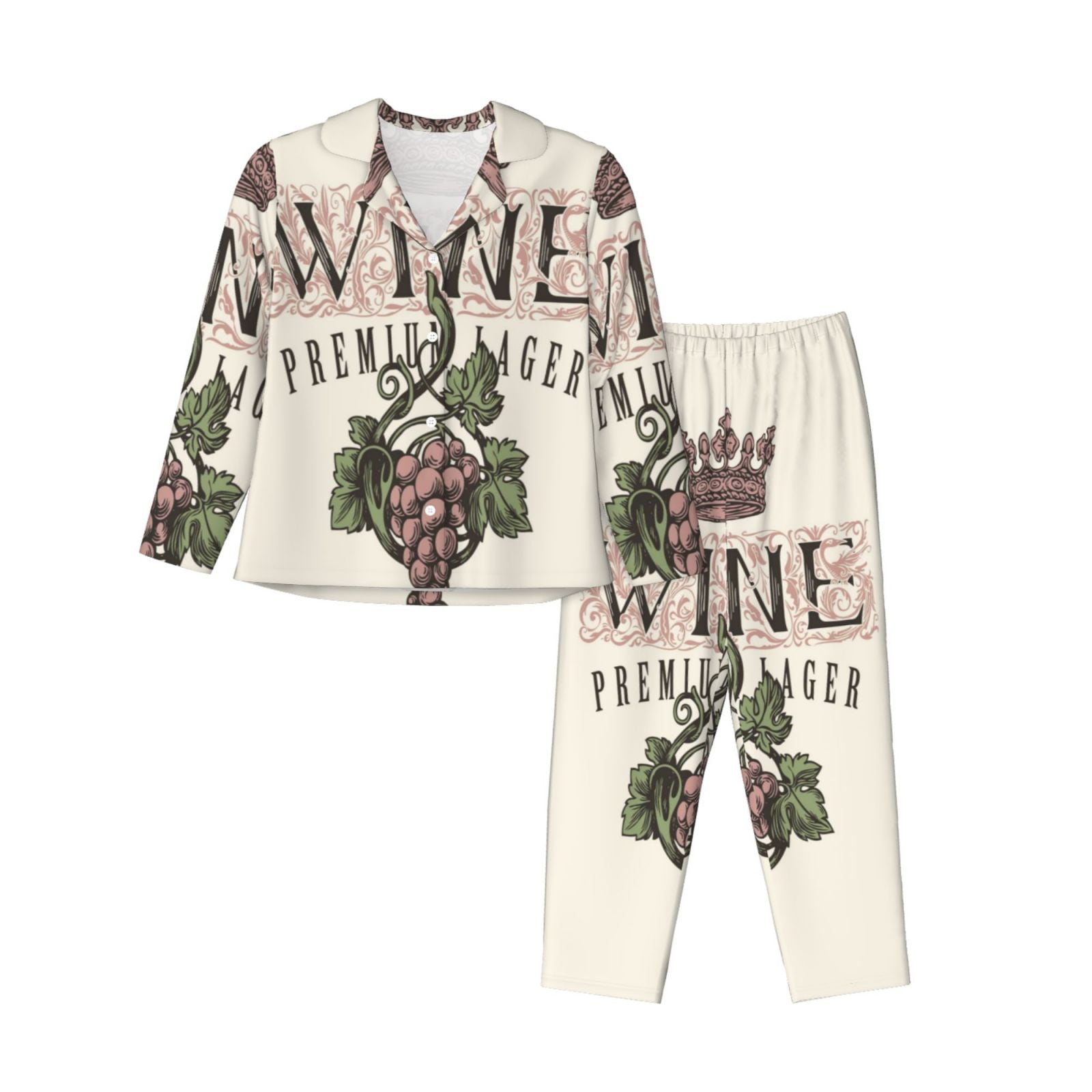 Daiia Wine for Women's Long-Sleeved Pajama Set – Soft & Comfortable ...