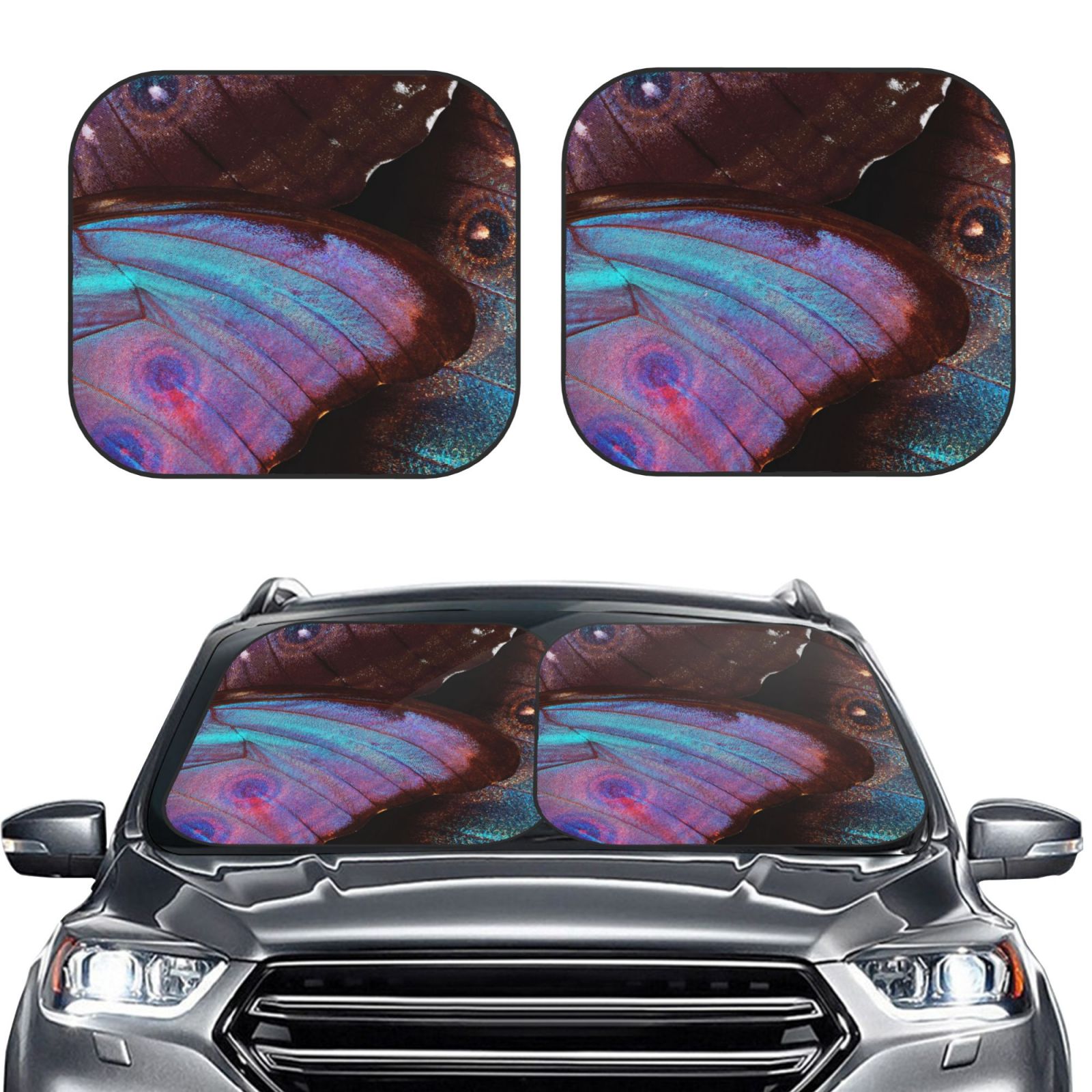 Daiia Wings Of A Butterfly 2PCS Car Windshield Sun Shade, Foldable Sun ...