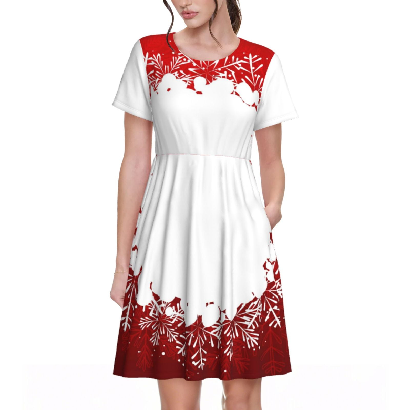 Daiia Winter Christmas Snowflake Print Women's Dresses 2025 Trendy ...