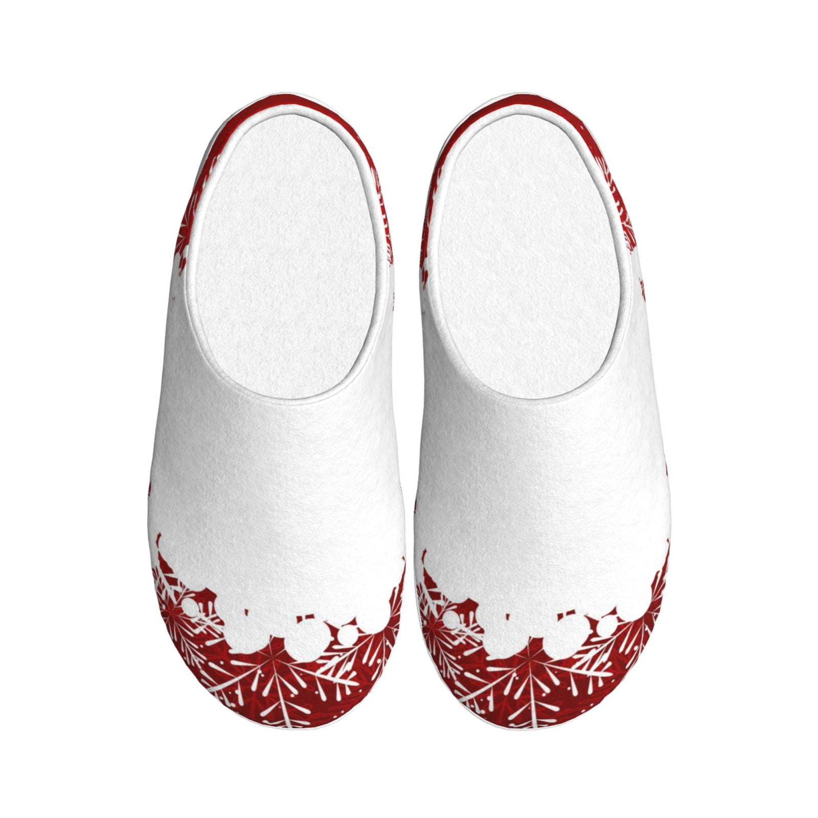 Daiia Winter Christmas Snowflake Print Women’s Fuzzy Slippers Memory ...