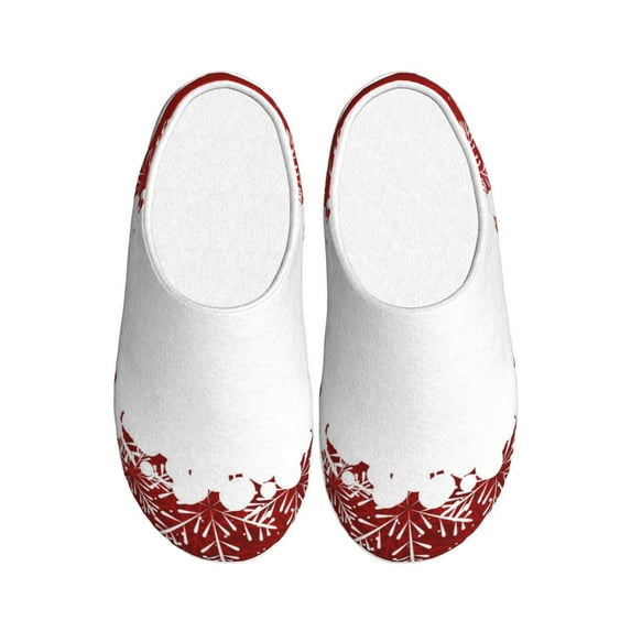 Daiia Winter Christmas Snowflake Print Women’s Fuzzy Slippers Memory ...