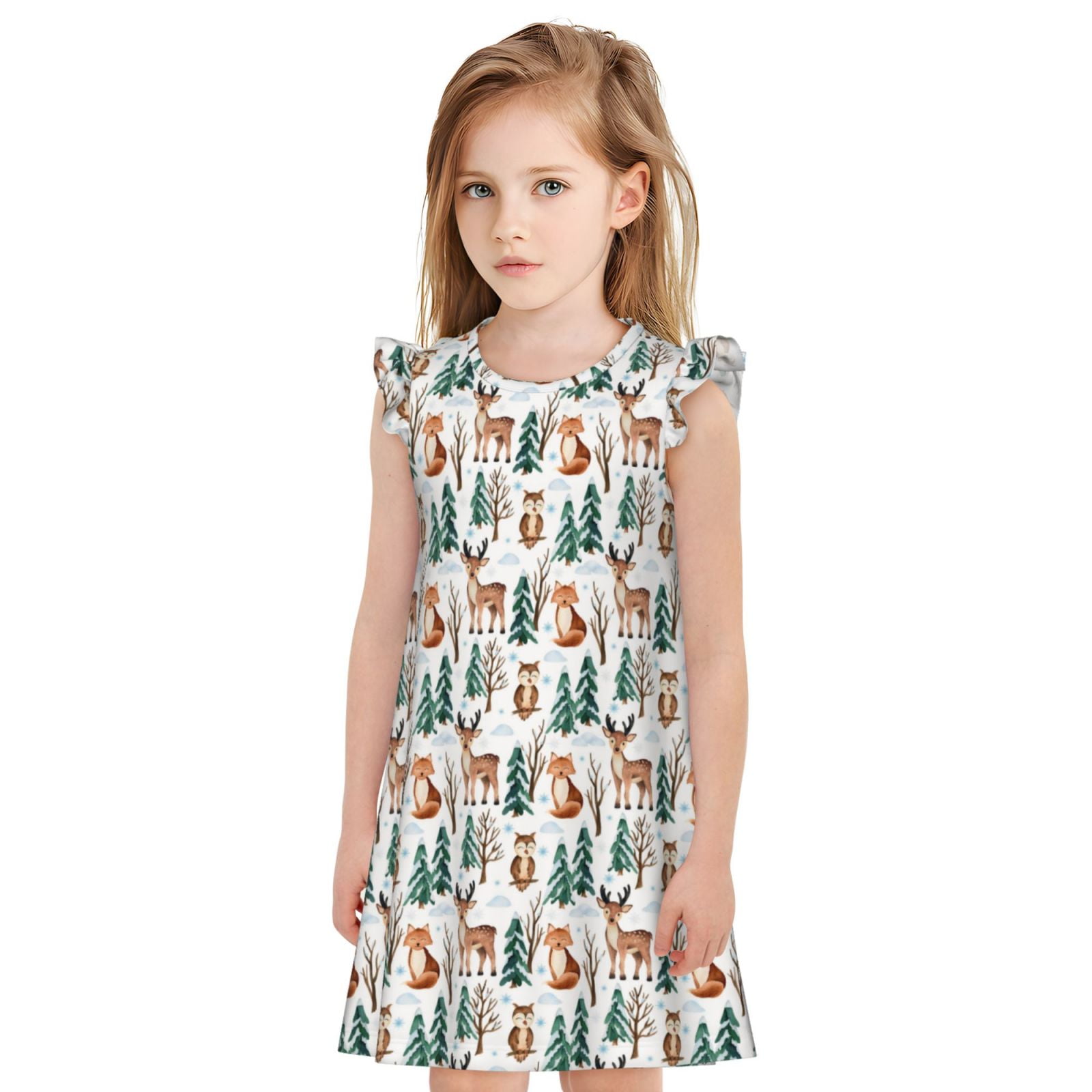Daiia Winter Woodland Friends Print Girls Nightgowns, Unicorn Nightgown ...