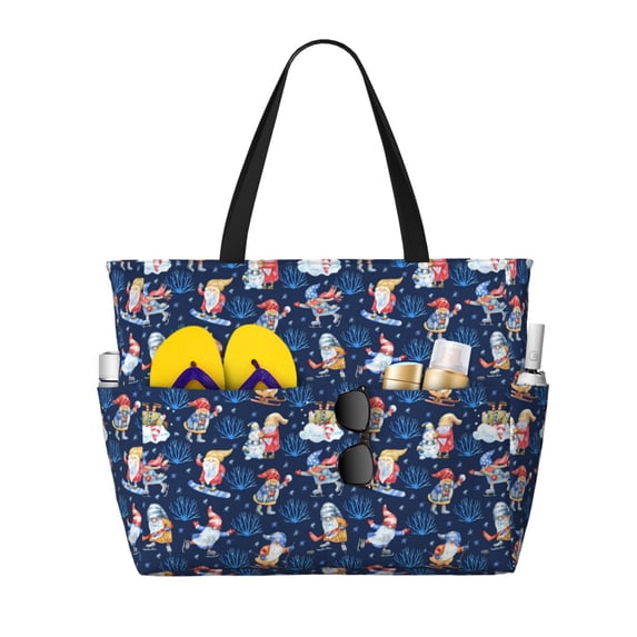 Daiia Winter old man Playtime Beach Travel Bag - Water-Resistant Beach ...