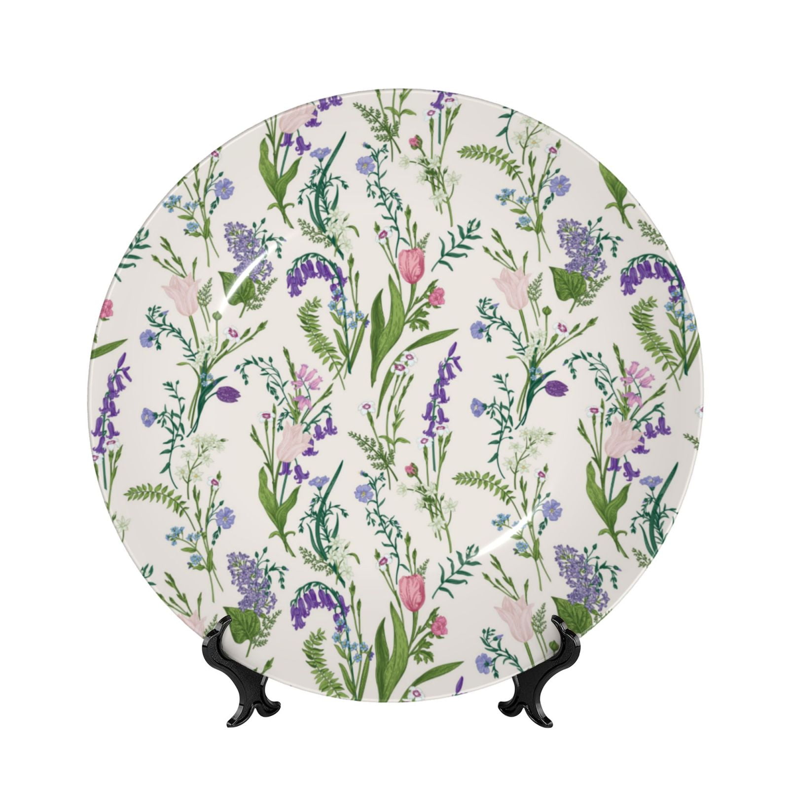Daiia Wisteria Flower Printed Pattern Ceramic Plate Dinner Plates Bone ...