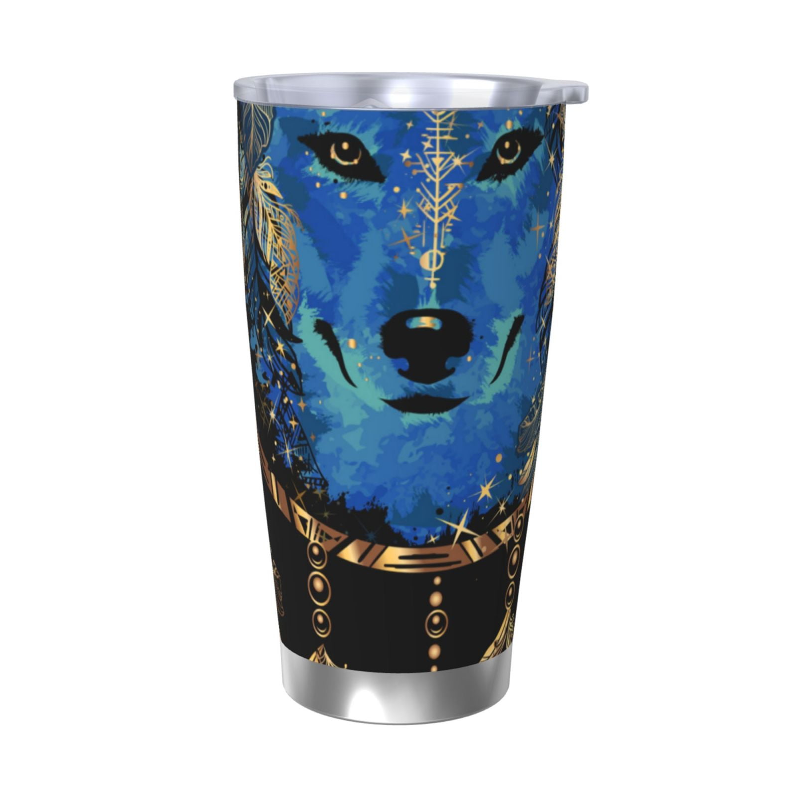 Daiia Wolf Head And Dreamcatcher Printed 20oz Insulated Coffee Cup with ...