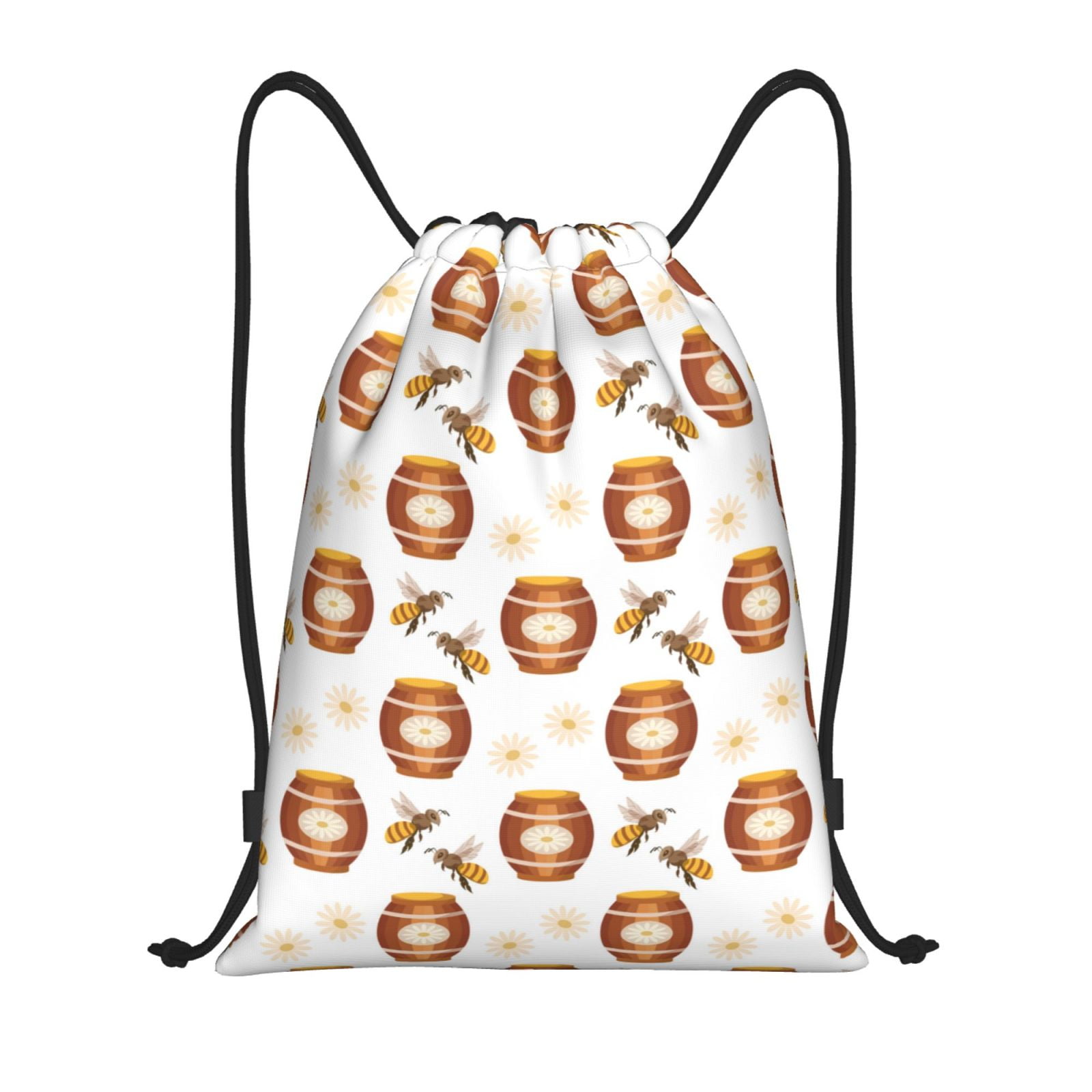 Daiia Wooden Barrels With Honey Pattern Drawstring Backpack, Gym Bag ...