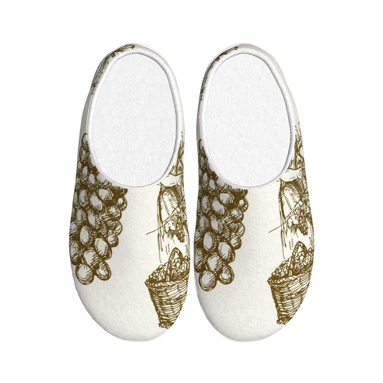 Daiia Workers Cutting Grapes From Vineyard Print Women’s Fuzzy Slippers ...