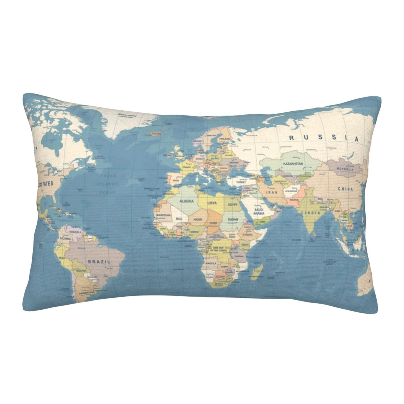 Daiia World Map Bedding Waterproof Pillow Protector Zippered Queen ...