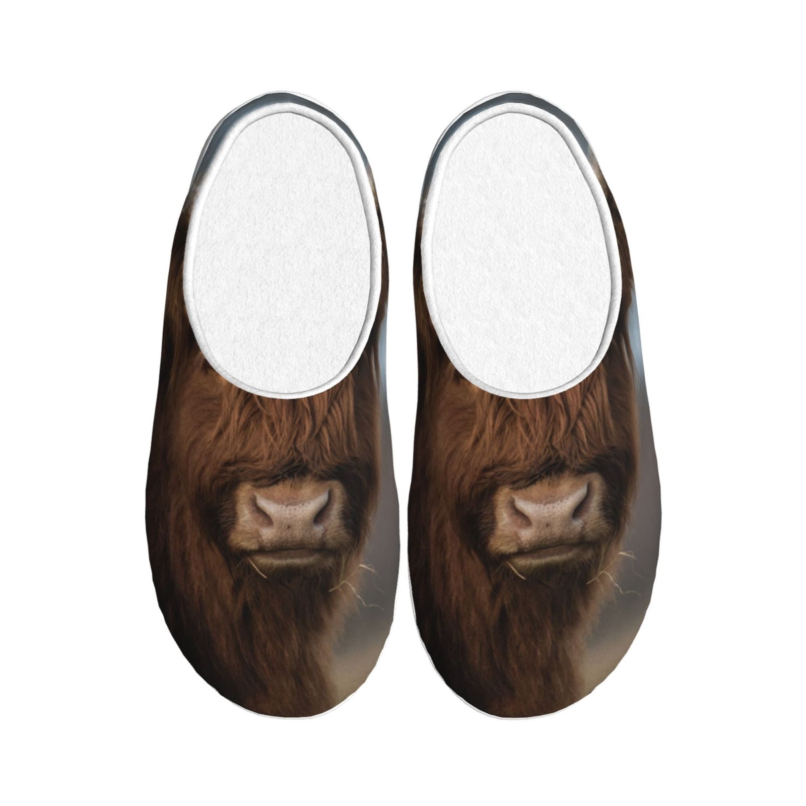Daiia Yak Print Women’s Fuzzy Slippers Memory Foam Lightweight House ...