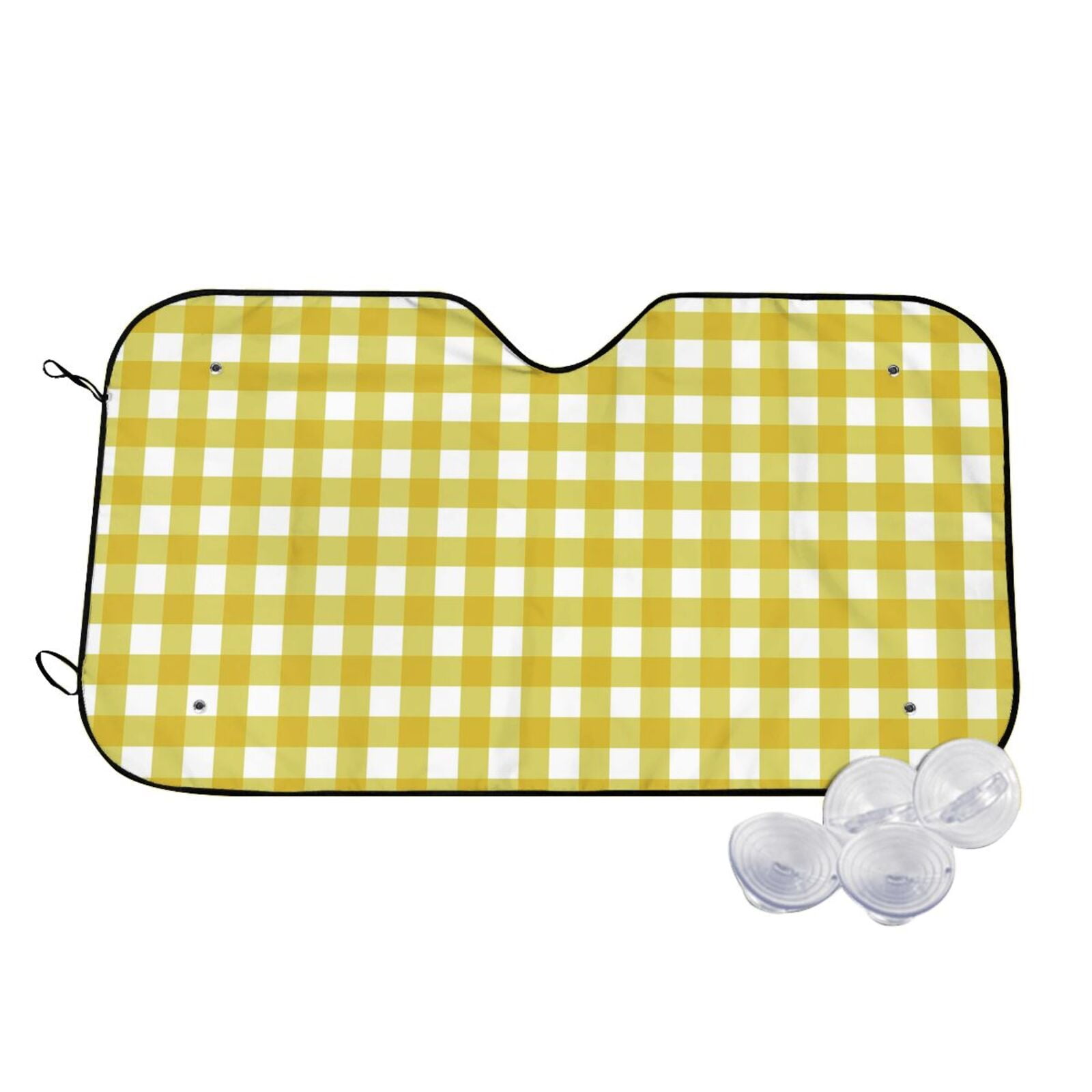 Daiia Yellow Checkboard Windshield Sun Shade for Car SUV Truck (Medium ...
