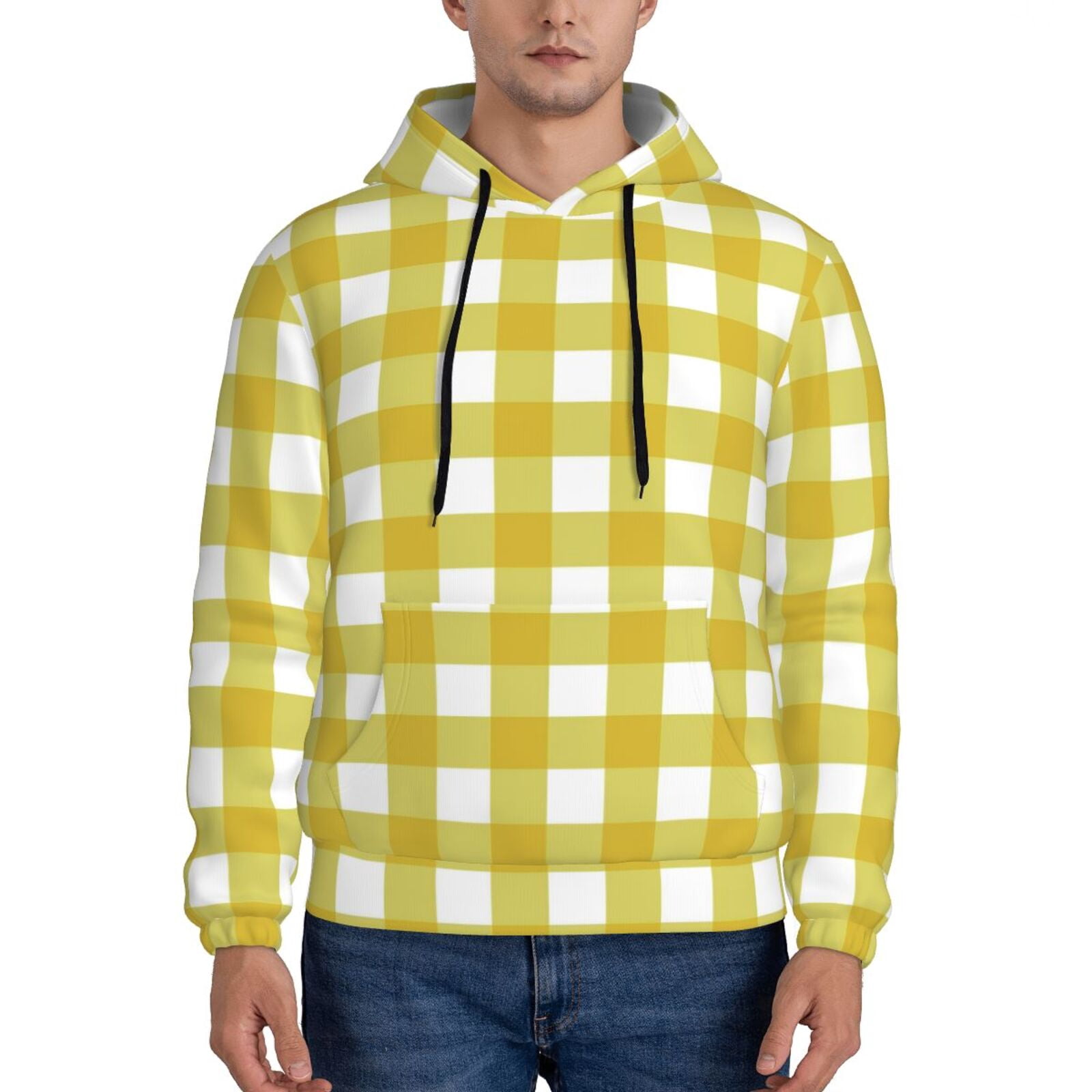 Daiia Yellow Checkboard for Men's Fashion Hoodies & Sweatshirts with ...