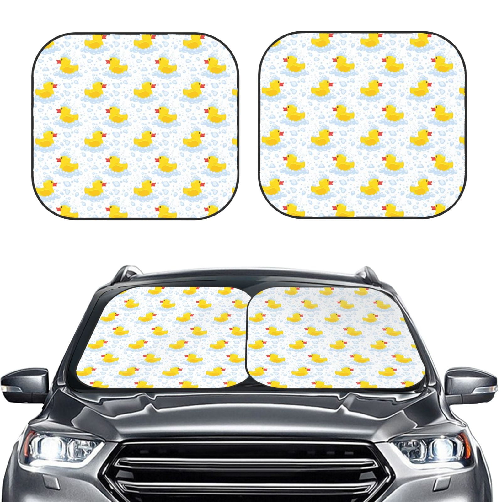 Daiia Yellow Rubber Duck 2PCS Car Windshield Sun Shade, Foldable Sun ...