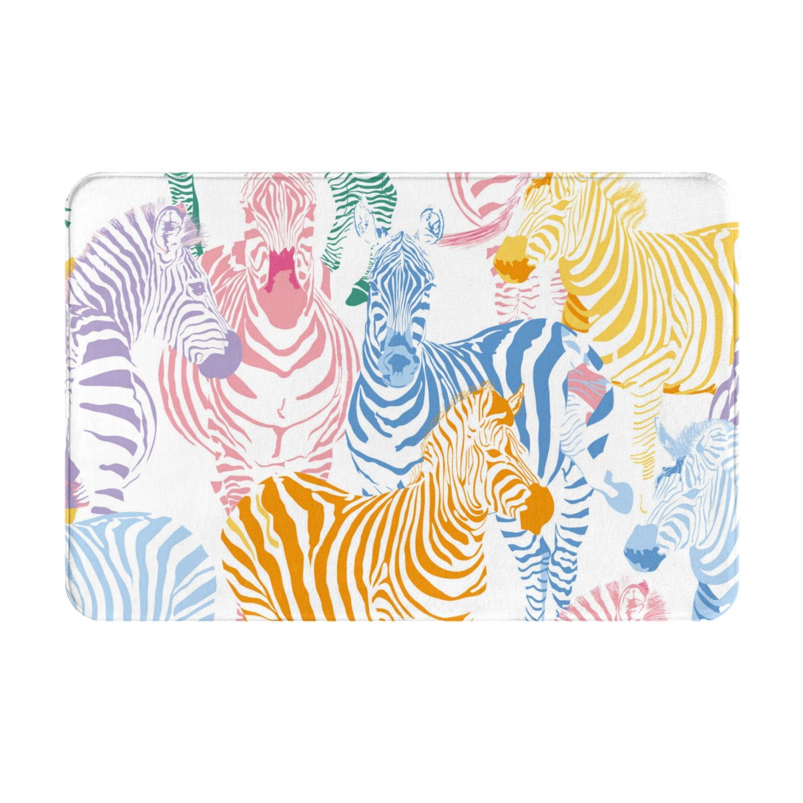 Daiia Zebra Colourful Front Door Mat, Heavy Duty Durable Welcome Mat ...